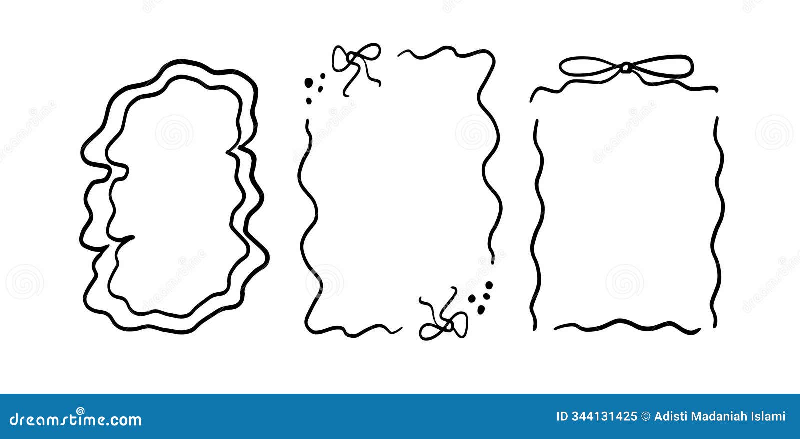 Aesthetic Border Frame Set Illustration Minimalist Doodle Style Vector ...