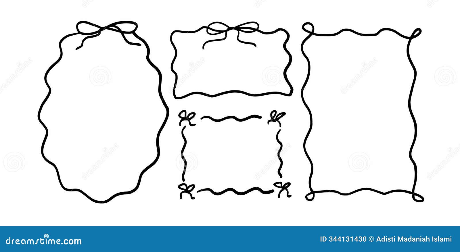 Aesthetic Border Frame Set Illustration Minimalist Doodle Style Vector ...