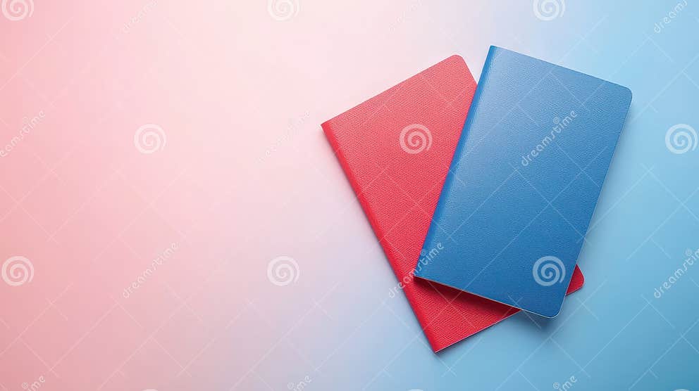 Aesthetic Composition of Two Stylish Notebooks, One Red and One Blue ...