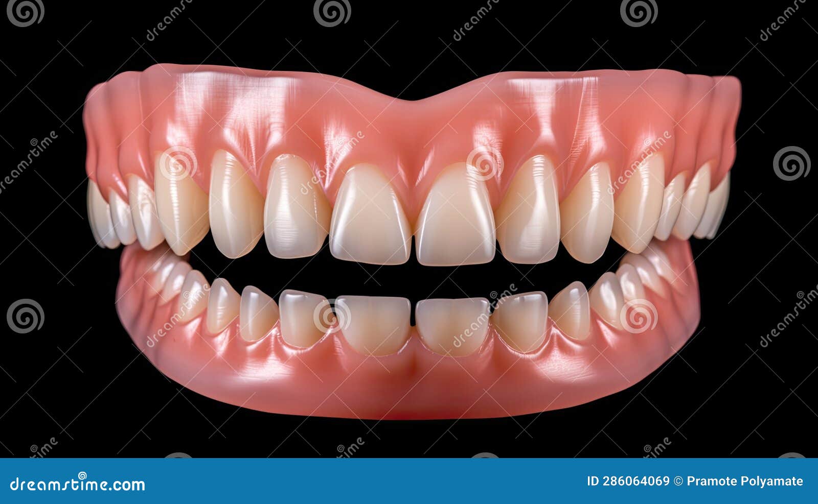 Aesthetic Dentistry of Denture. Front View of Complete Denture Isolate ...