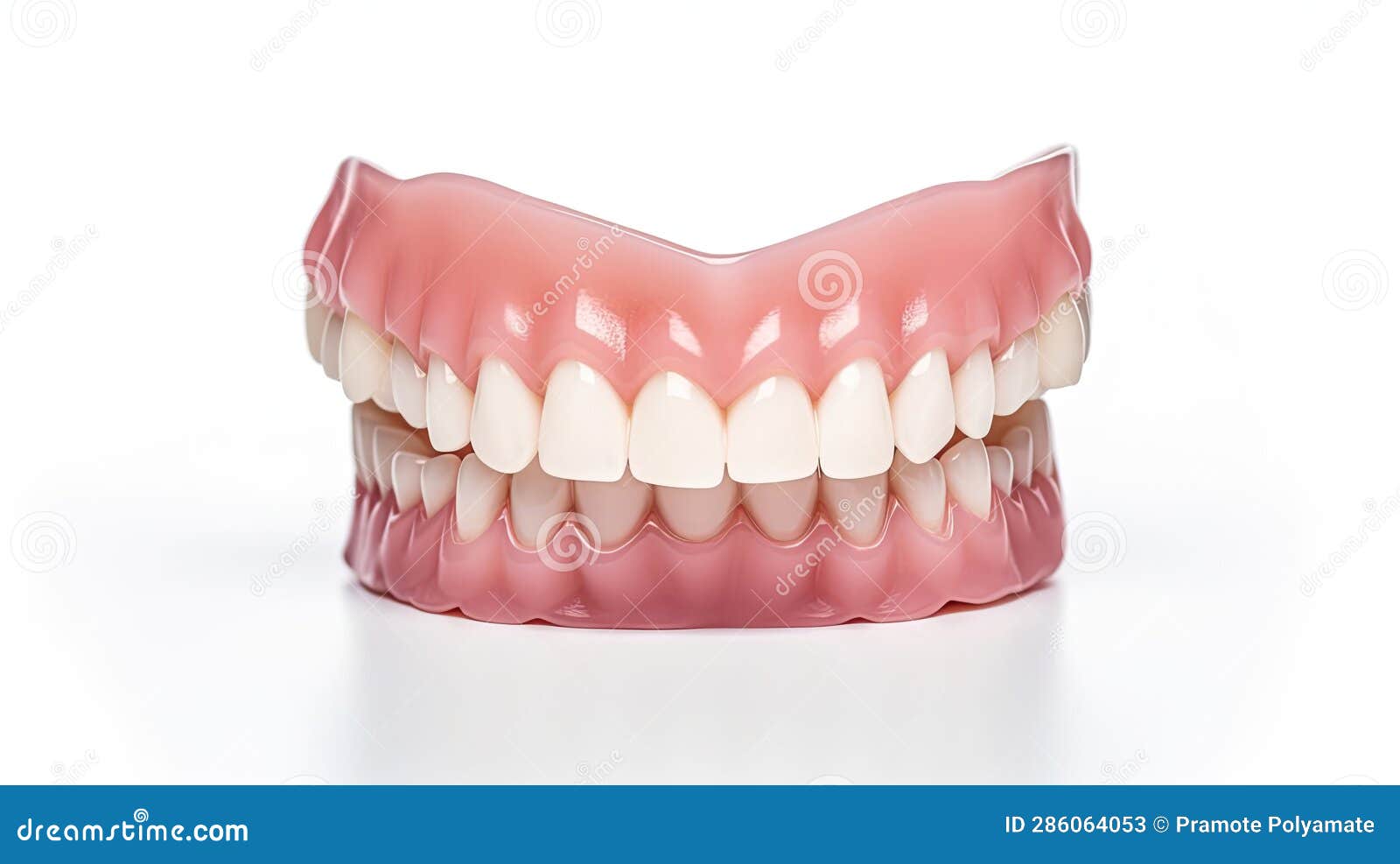 Aesthetic Dentistry of Denture. Front View of Complete Denture Isolate ...