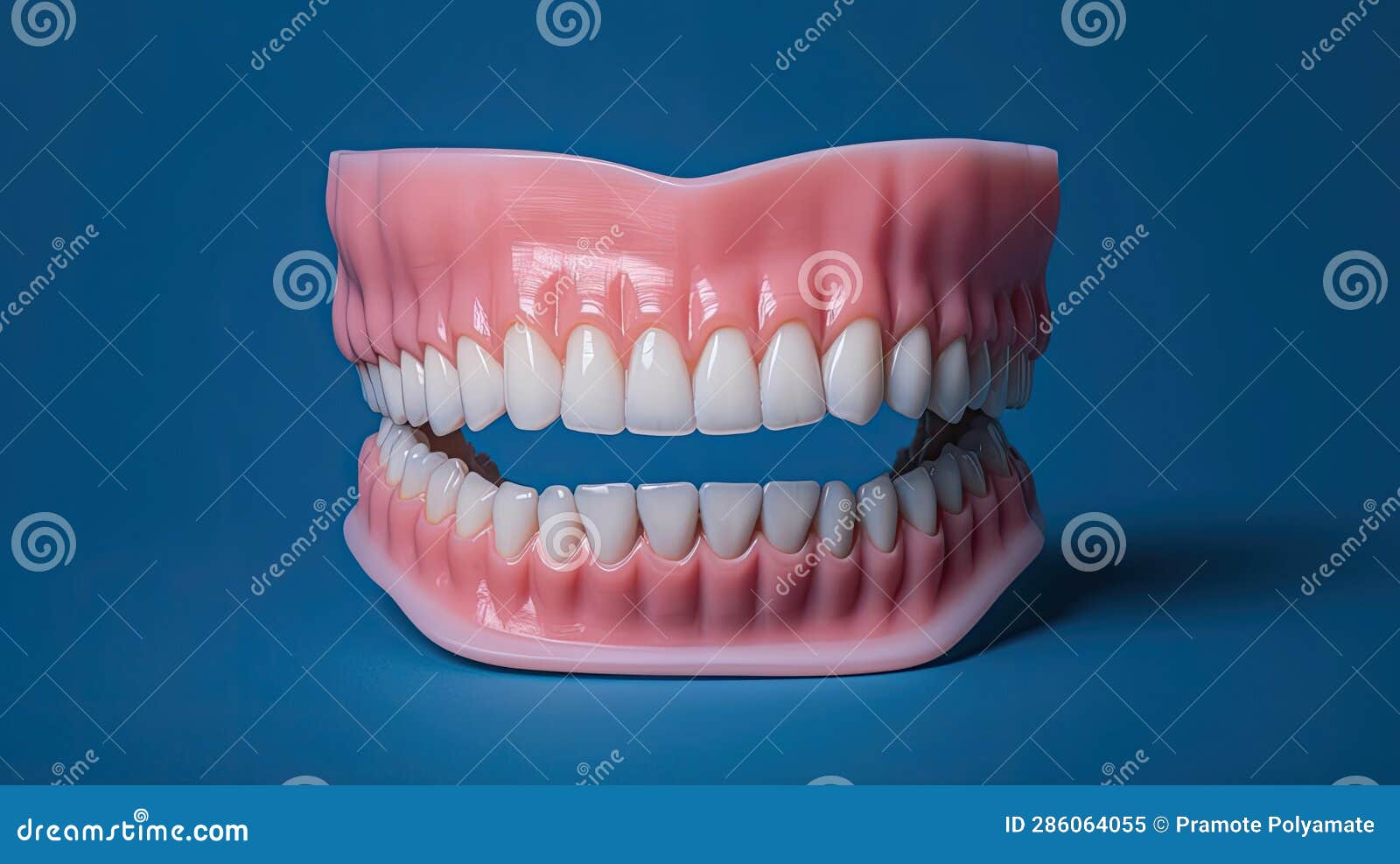 Aesthetic Dentistry of Denture. Front View of Complete Denture Isolate ...