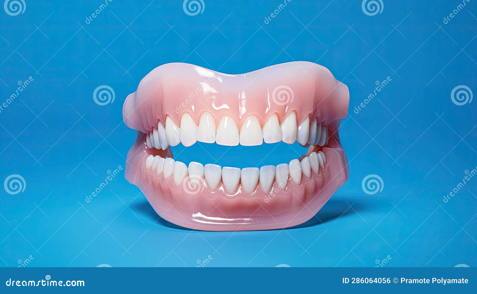 Aesthetic Dentistry of Denture. Front View of Complete Denture Isolate ...