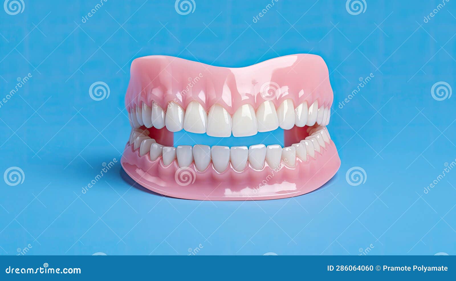 Aesthetic Dentistry of Denture. Front View of Complete Denture Isolate ...
