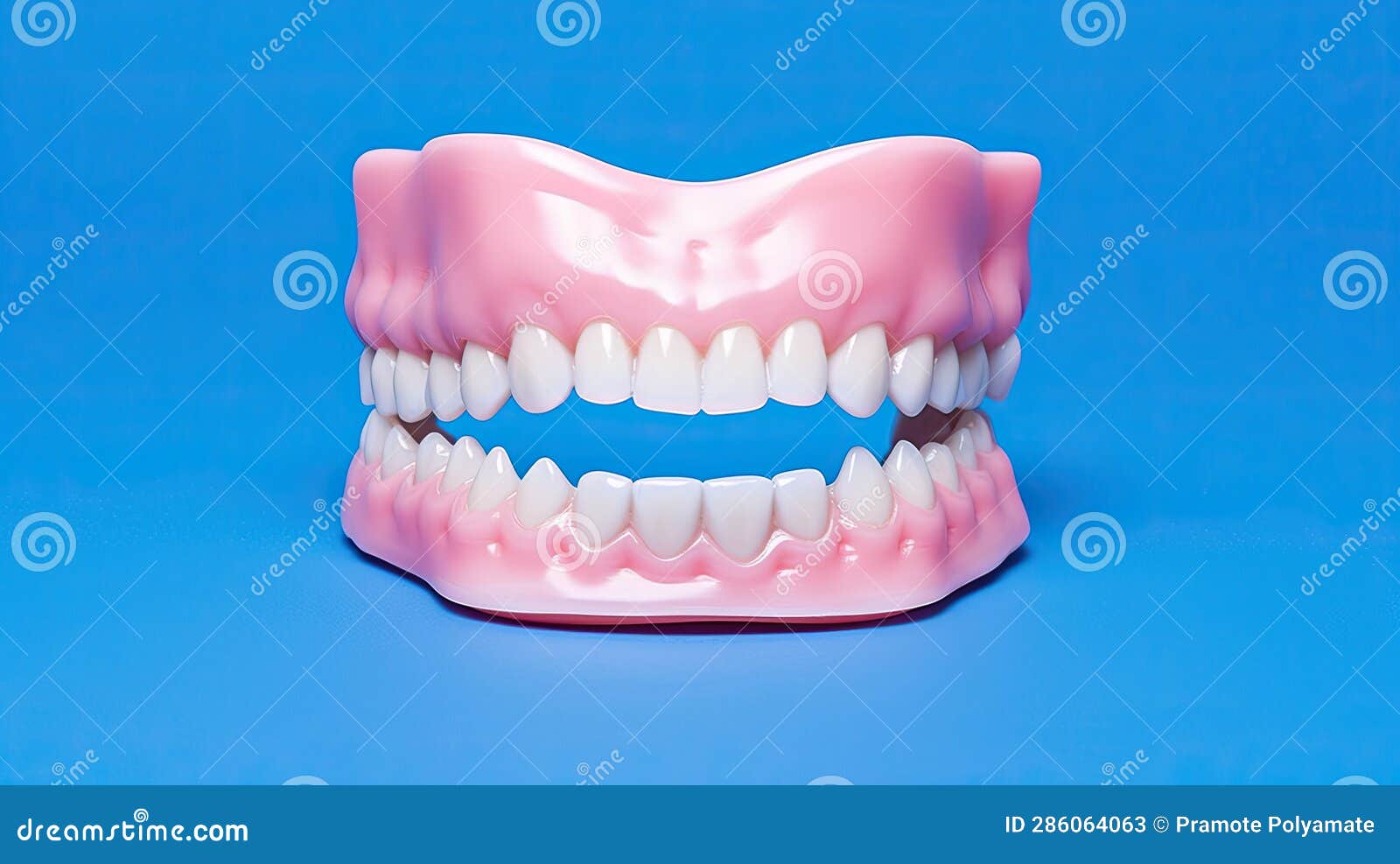 Aesthetic Dentistry of Denture. Front View of Complete Denture Isolate ...