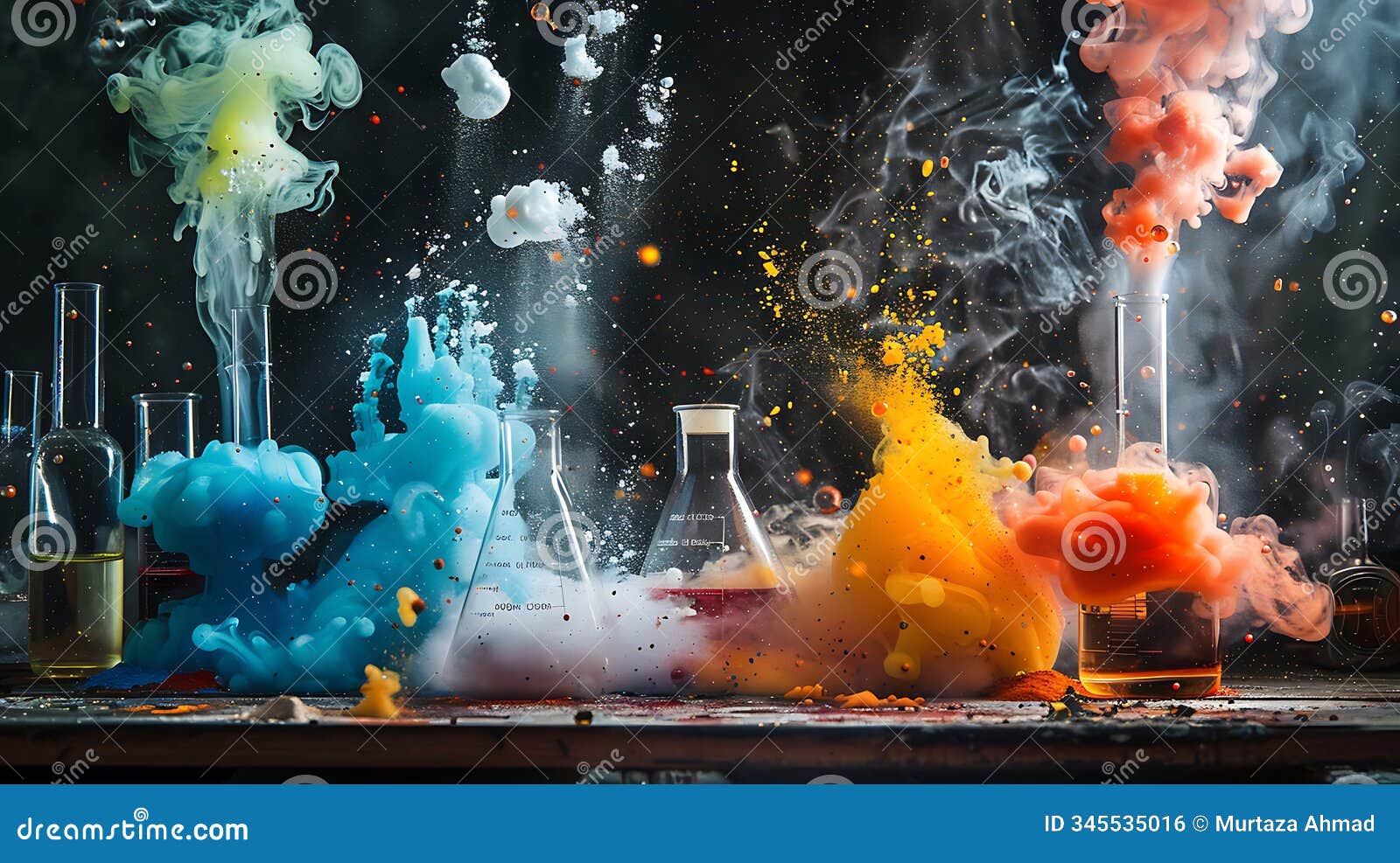 Aesthetic Display of a Chemical Reaction in Progress Stock Illustration ...