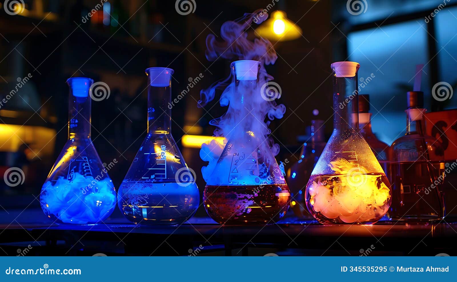 Aesthetic Display of a Chemical Reaction in Progress Stock Illustration ...