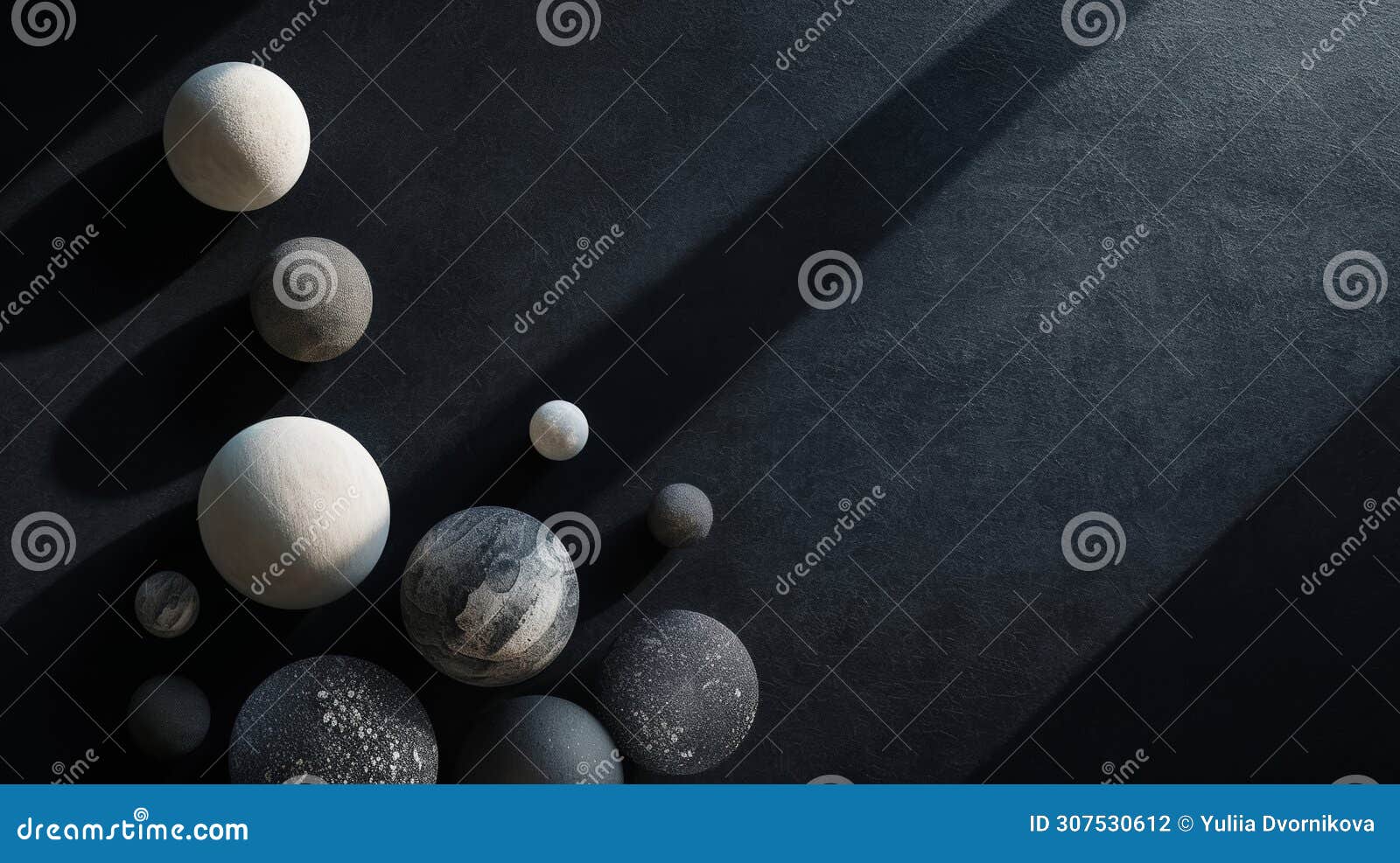 Aesthetic Flat Lay Realistic Planet Models. Black Background. Space and ...