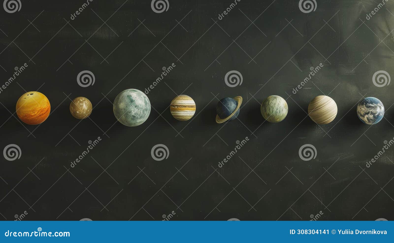 Aesthetic Flat Lay Realistic Planet Models. Black Background. Space and ...