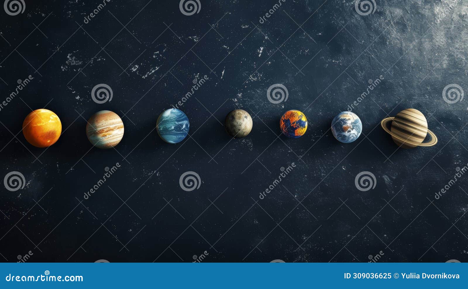 Aesthetic Flat Lay Realistic Planet Models. Black Background. Space and ...