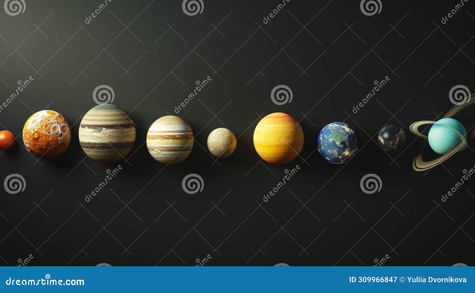 Aesthetic Flat Lay Realistic Planet Models. Black Background. Space and ...