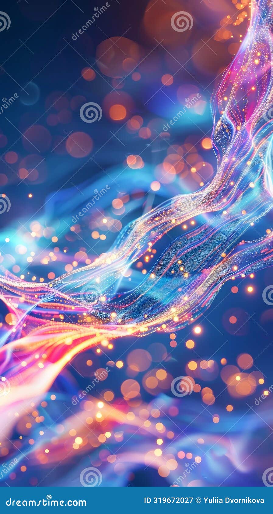 Aesthetic Flowing Lines and Technological Space. Fiber Optic Flow ...