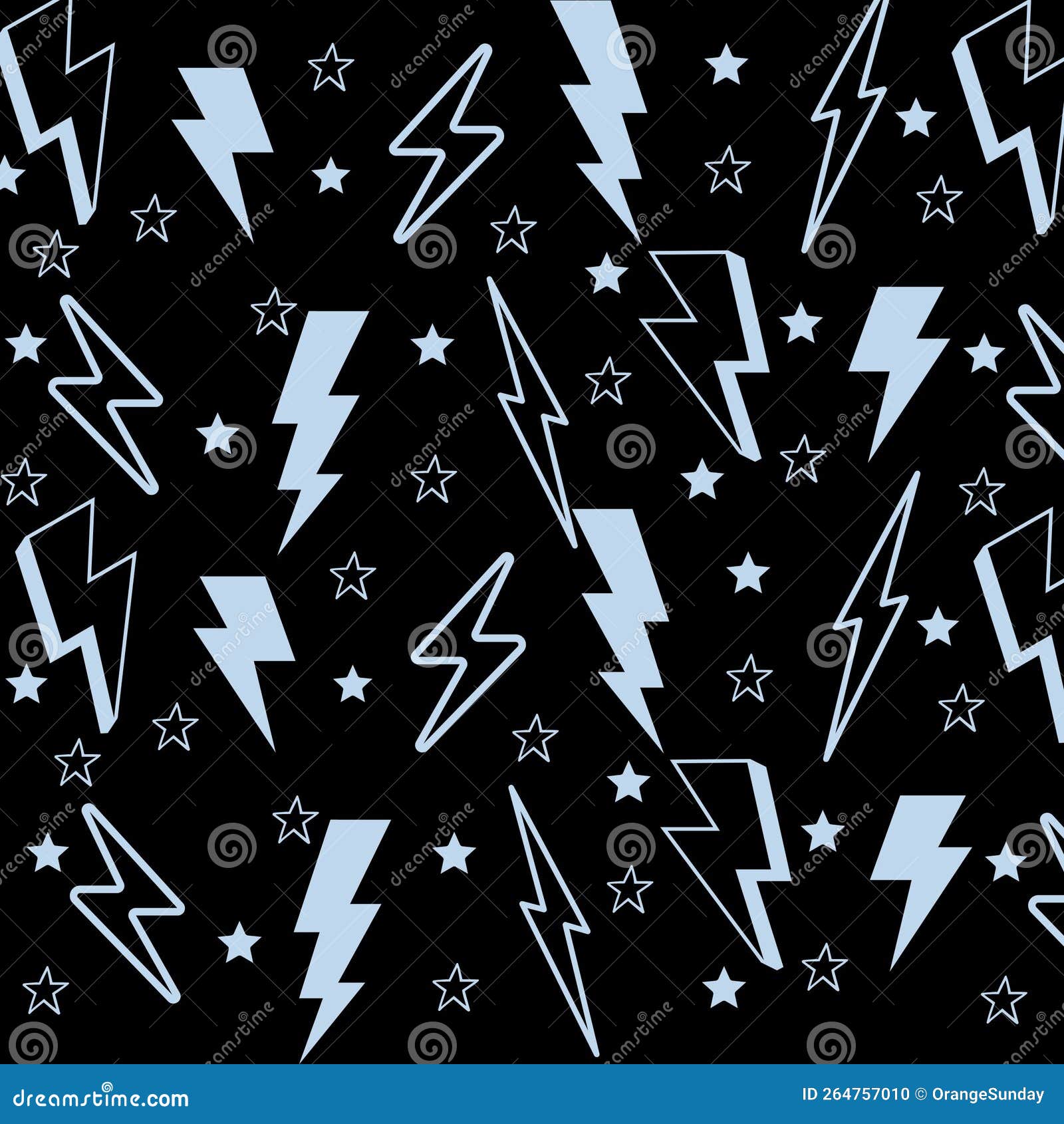 Aesthetic Geometric Retro Blue Lightning Black Background Y2K Pattern ...