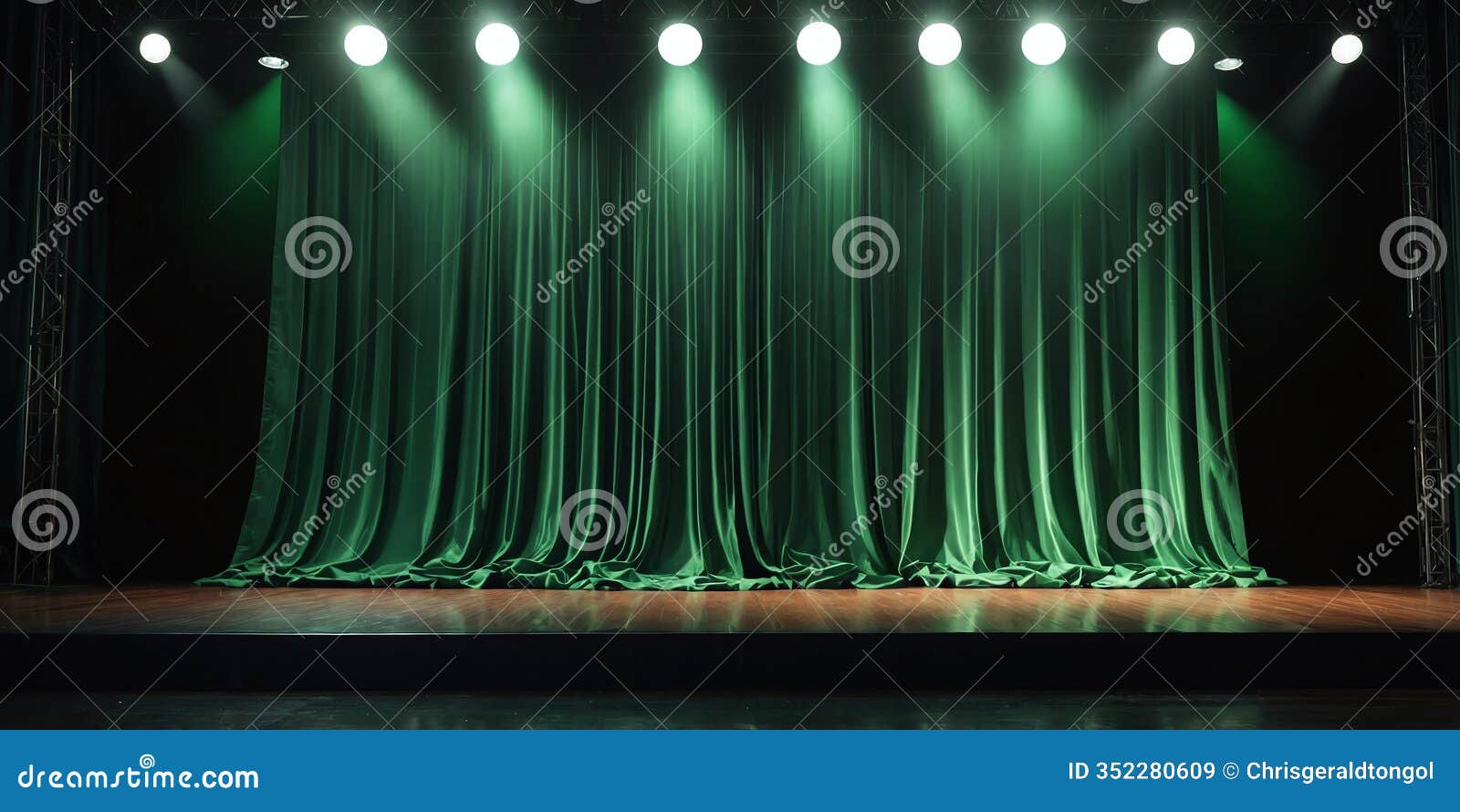 Aesthetic Green Draped Stage with Spotlight Ai Generated Stock ...
