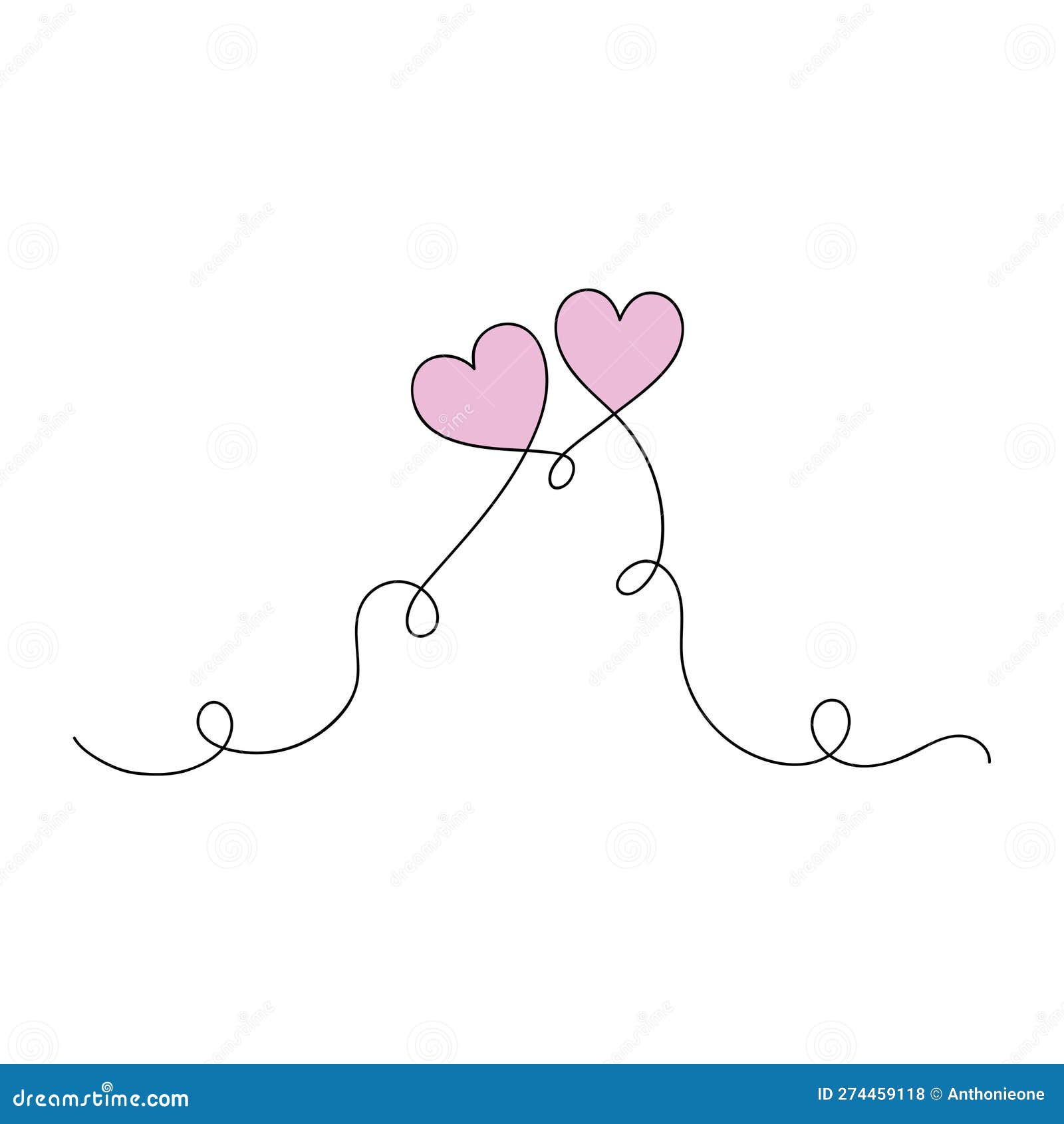 Aesthetic Hearts Continuous One Line Art Drawing Valentines Day
