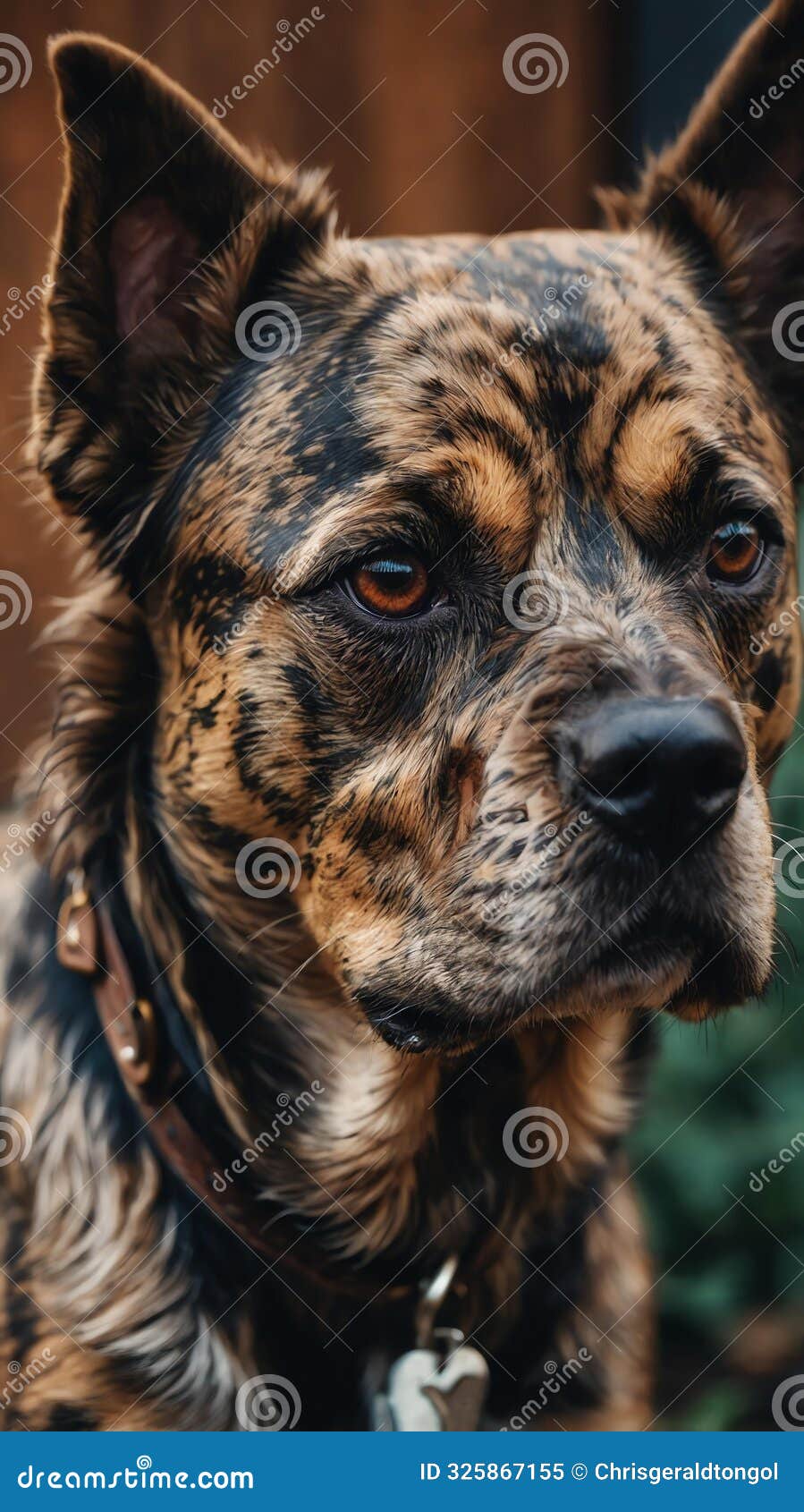 Aesthetic Image Of A Brindle Patterns Dog Closeup For Ai Generated ...