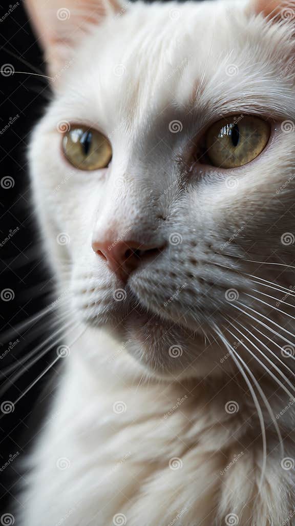 Aesthetic Image of a Solid with White Cat Closeup for Ai Generated Stock Illustration ...