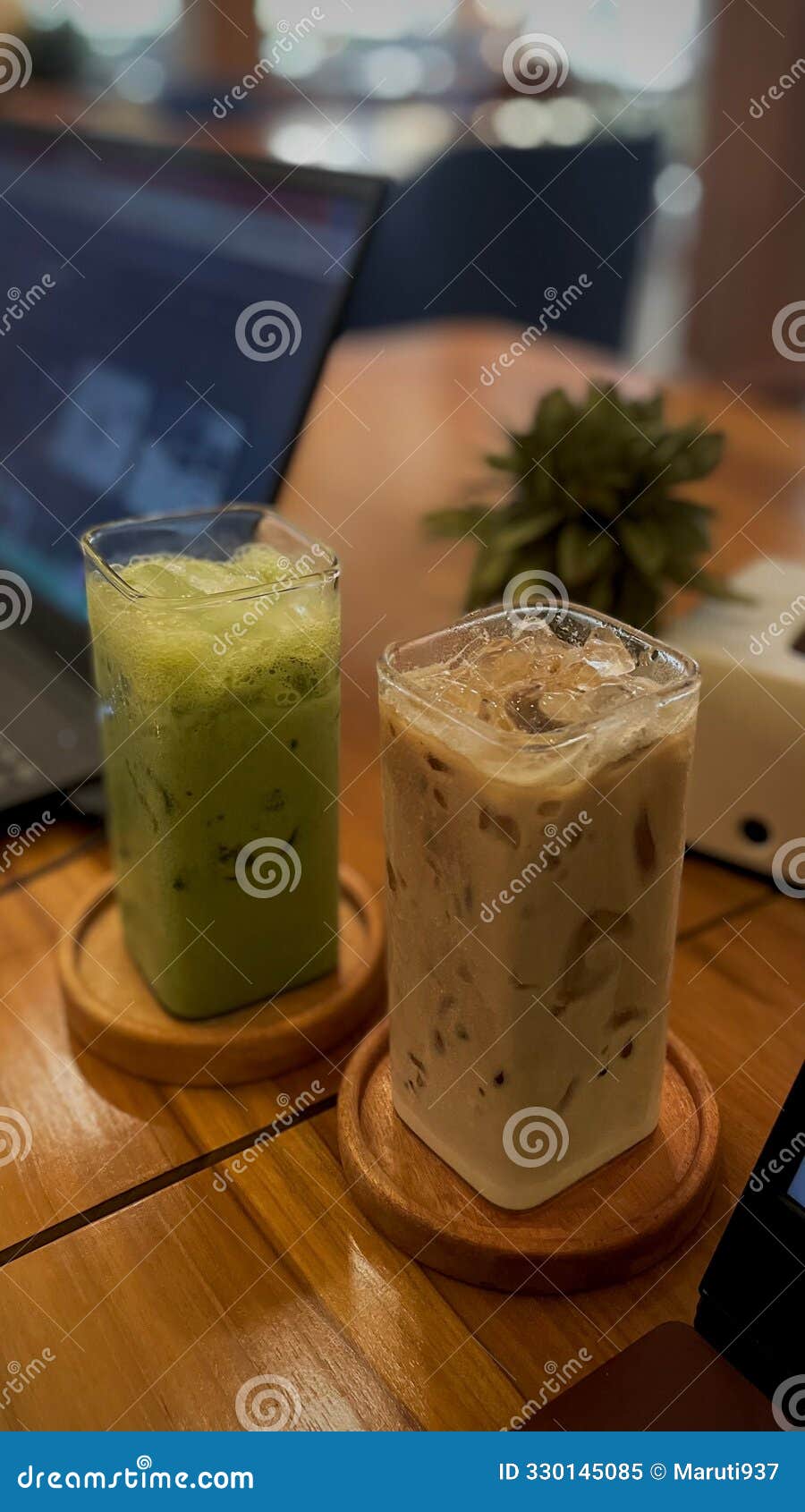 Aesthetic Matcha and Cafe Latte Stock Image - Image of aestheticmatcha ...