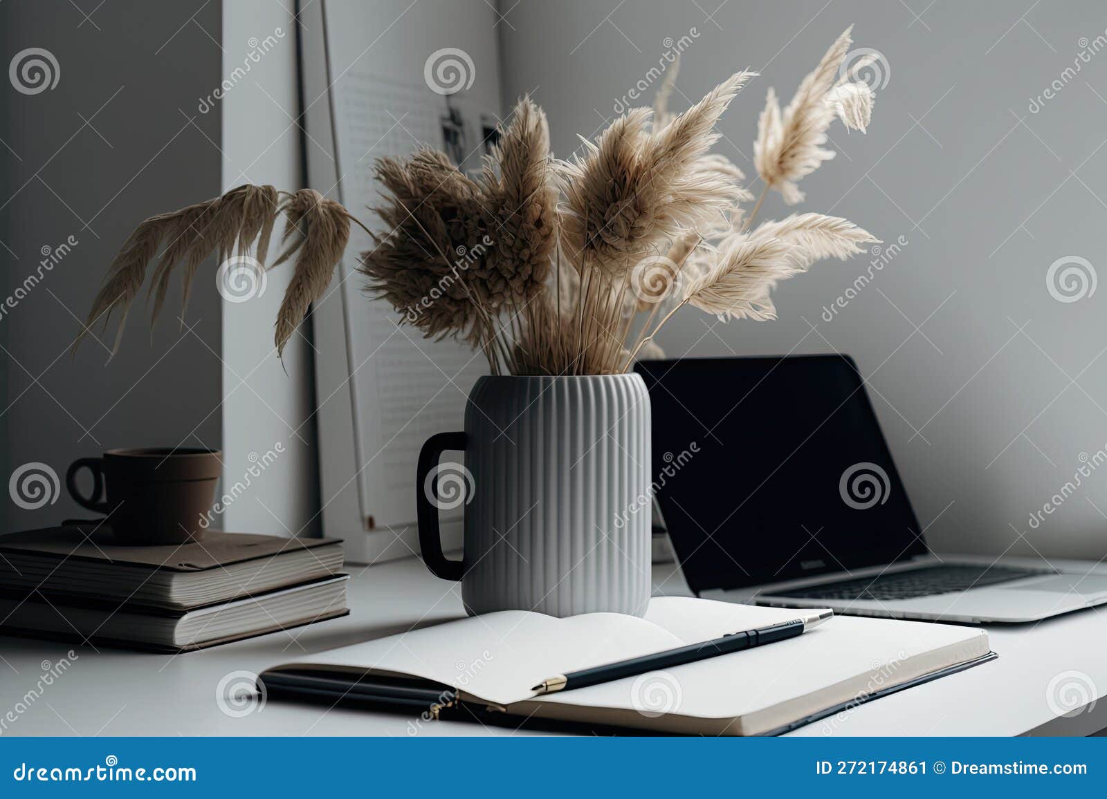 Aesthetic Minimal Office Workspace Interior Design. Illustration AI ...