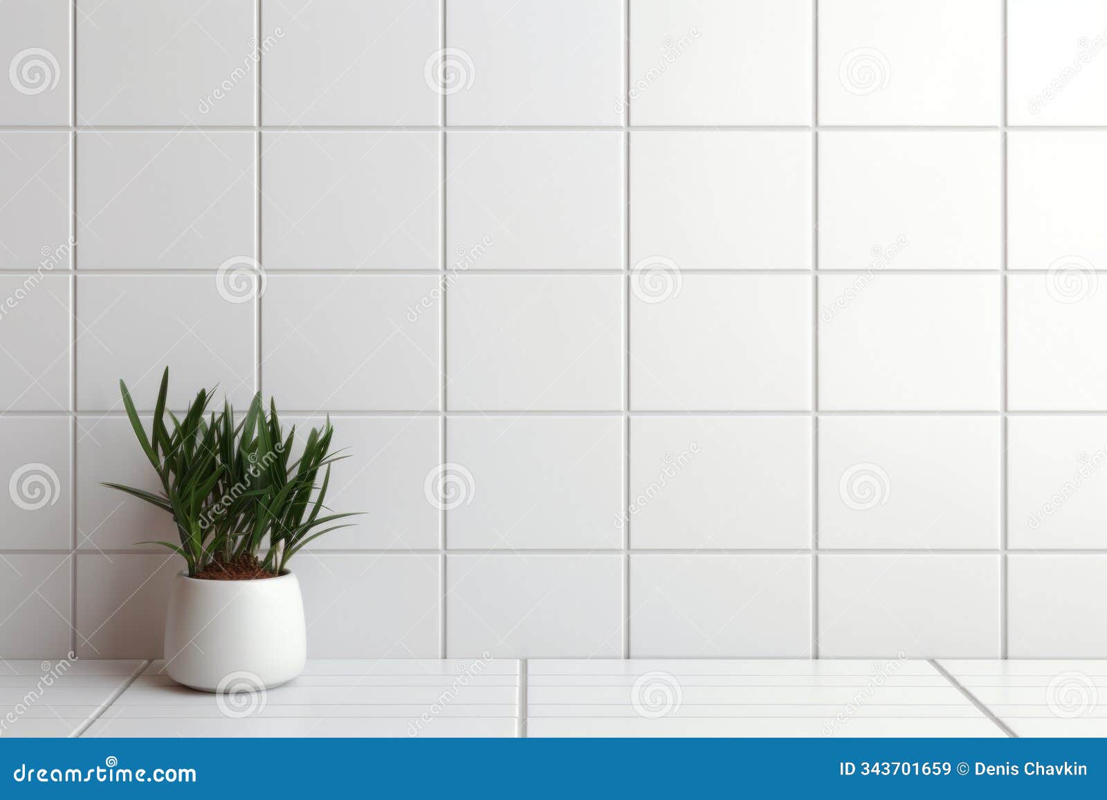 Aesthetic Minimal White Grid Pattern Wallpaper with Green Leaves in the ...