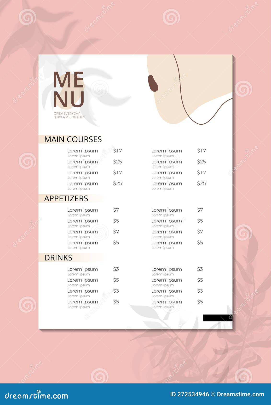 Aesthetic Minimalist Restaurant Menu Template Design Stock Vector ...