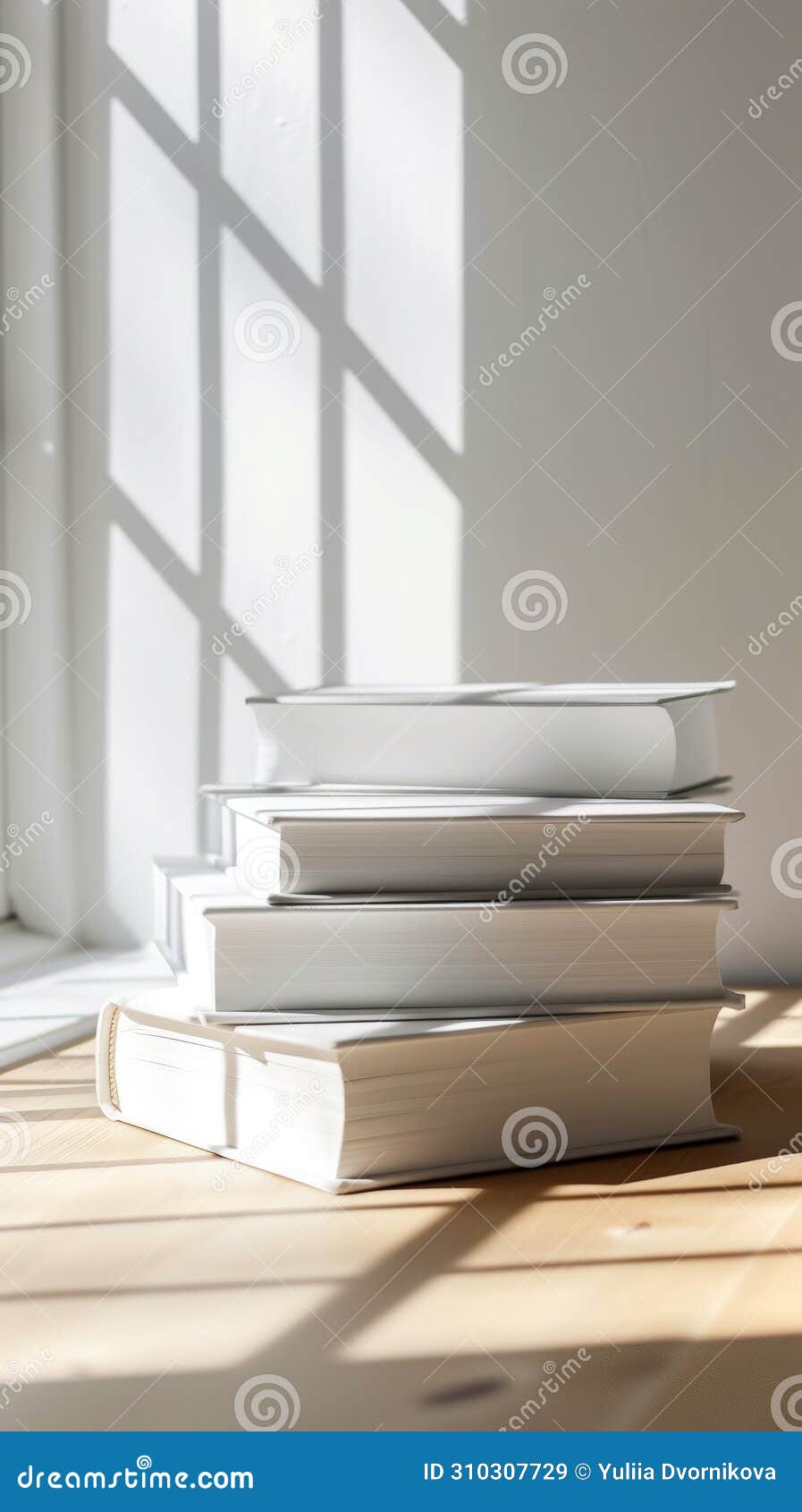Aesthetic Minimalist Stack of Books in Front of a Window in a Library ...