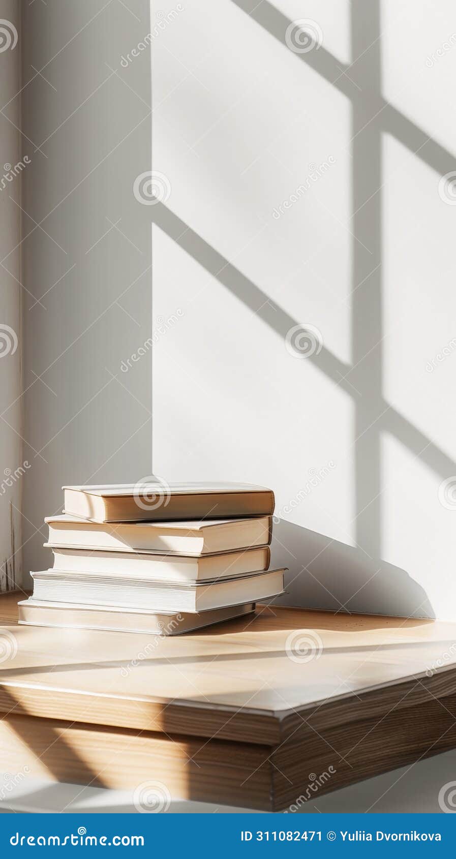 Aesthetic Minimalist Stack of Books in Front of a Window in a Library ...