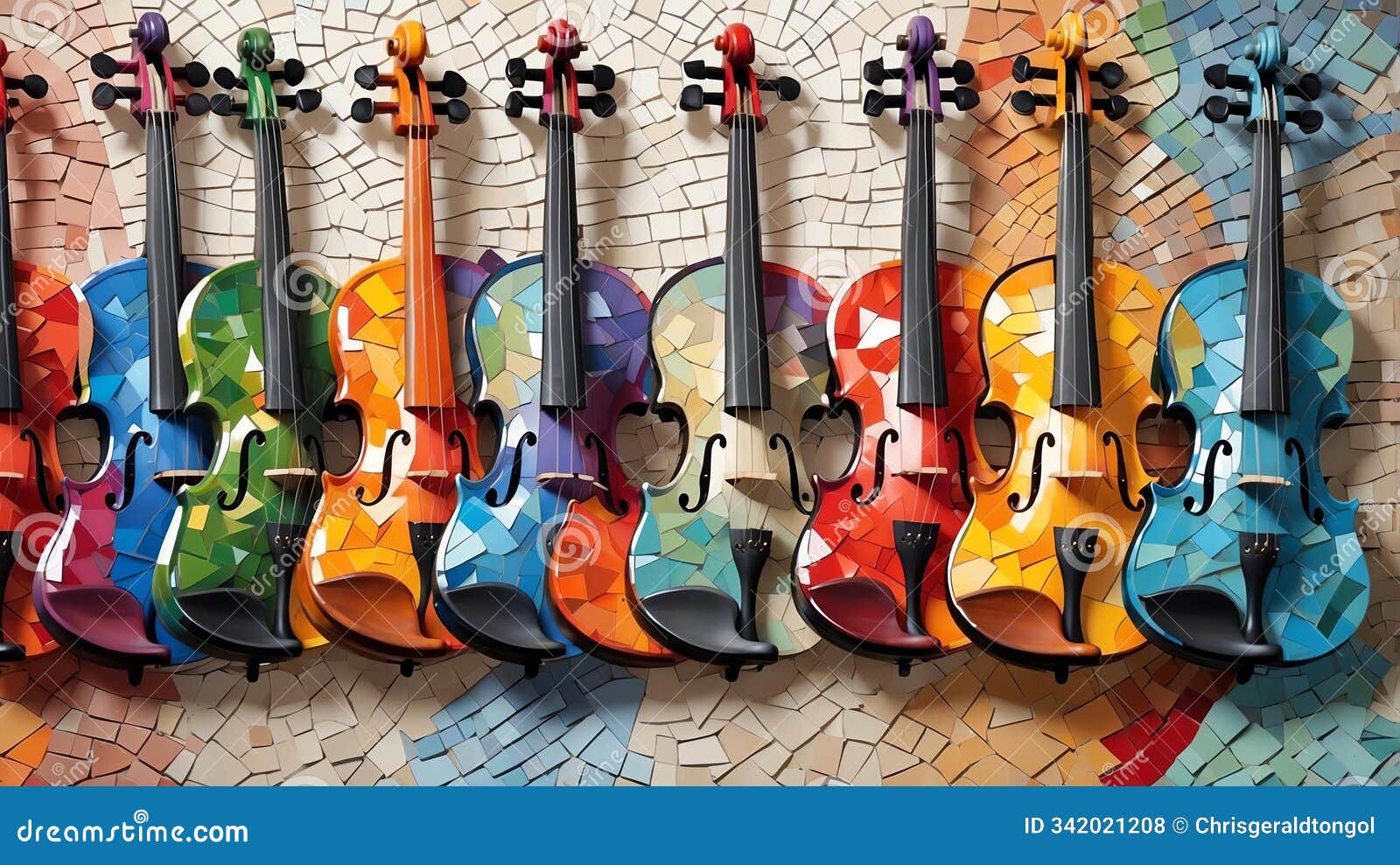 Aesthetic Musical Instruments Violin Mosaic of Differe Ai Generated ...