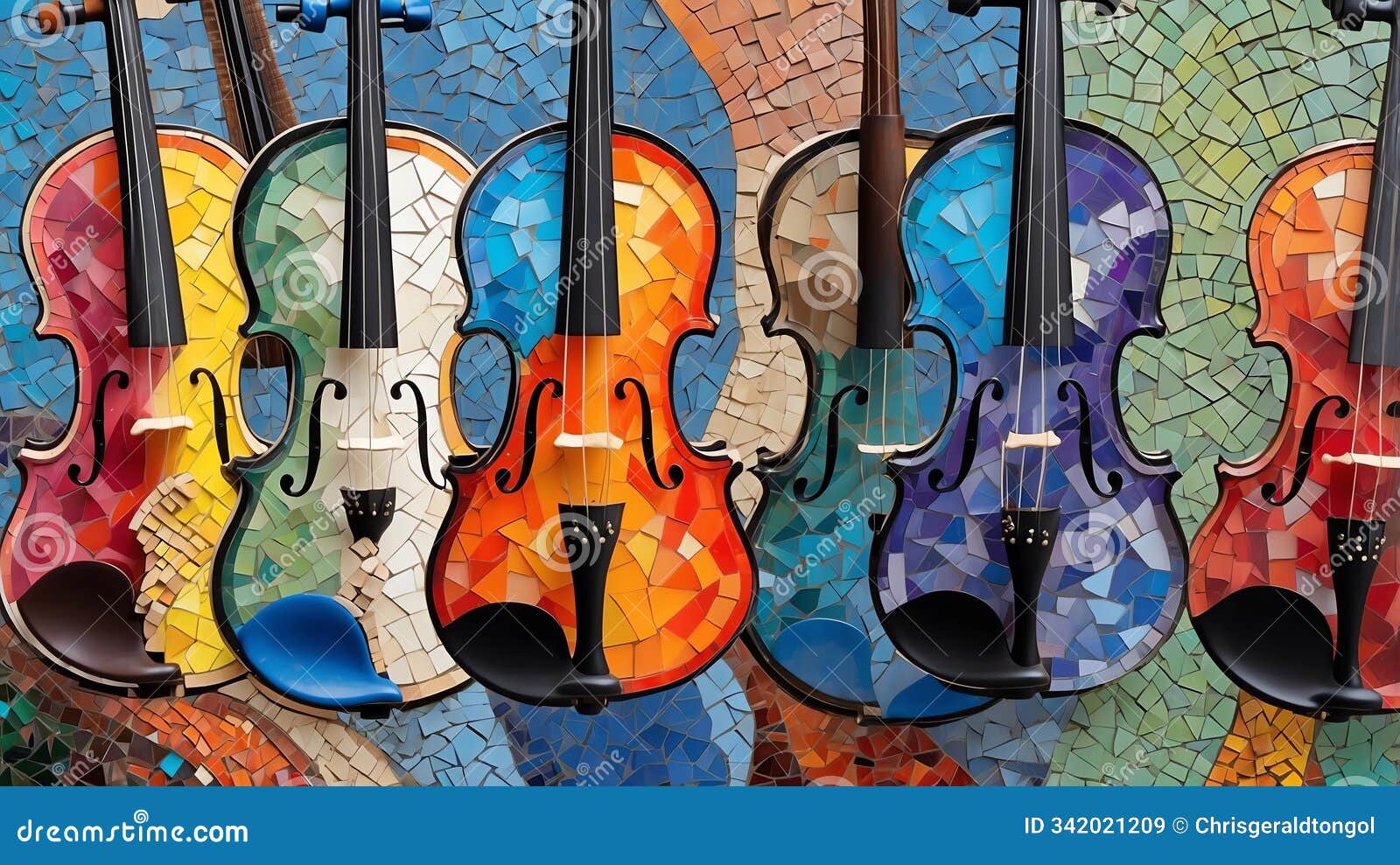 Aesthetic Musical Instruments Violin Mosaic of Differe Ai Generated ...