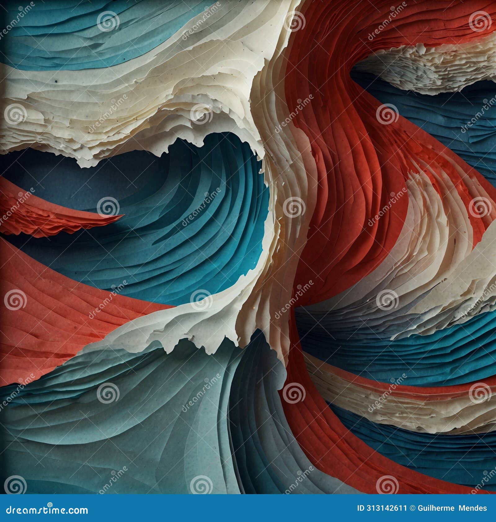 Aesthetic Ocean Symphony: Layers of Paper Elegance Stock Illustration ...