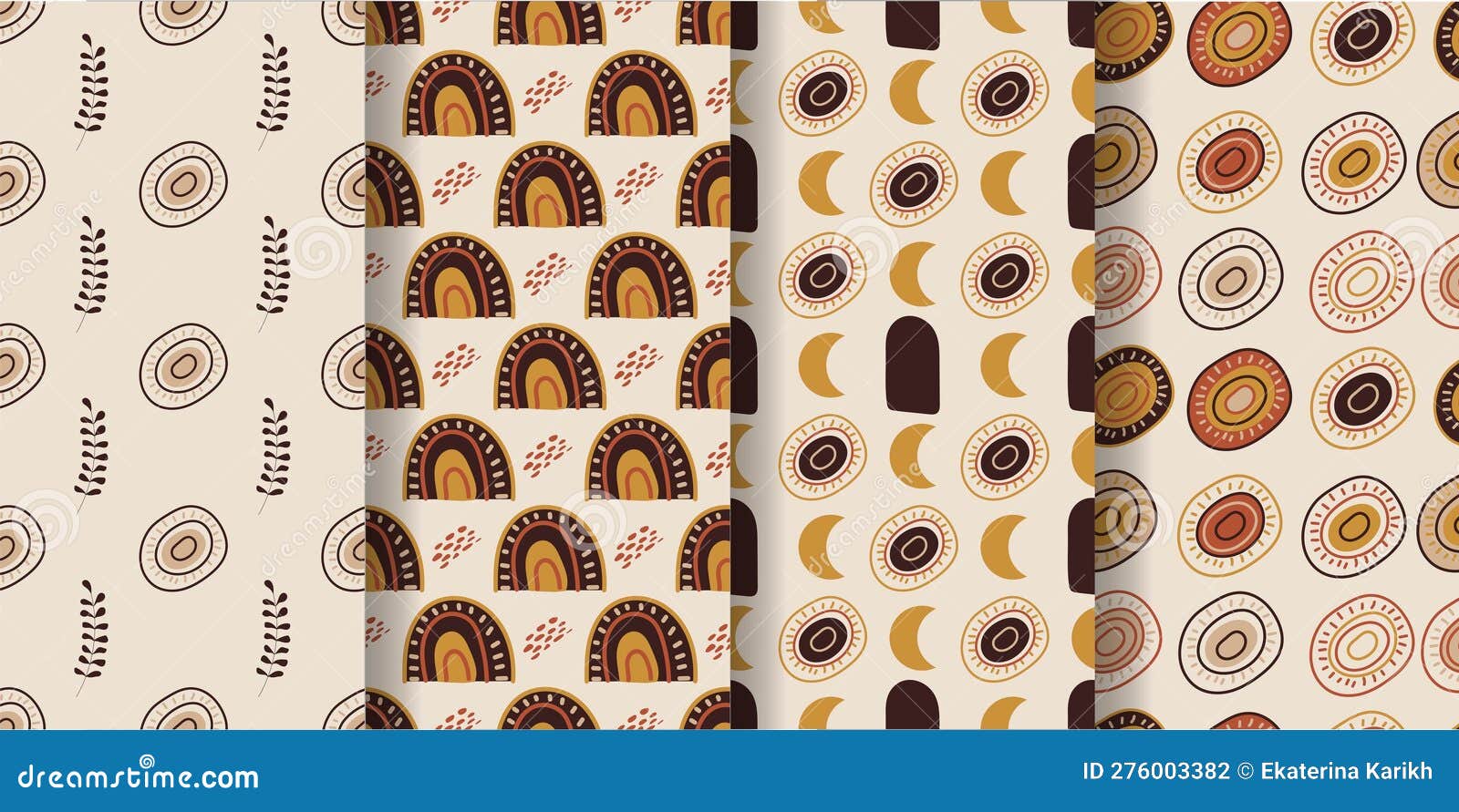Aesthetic Patterns. Boho Patterns. Set of Seamless Patterns. Stock ...