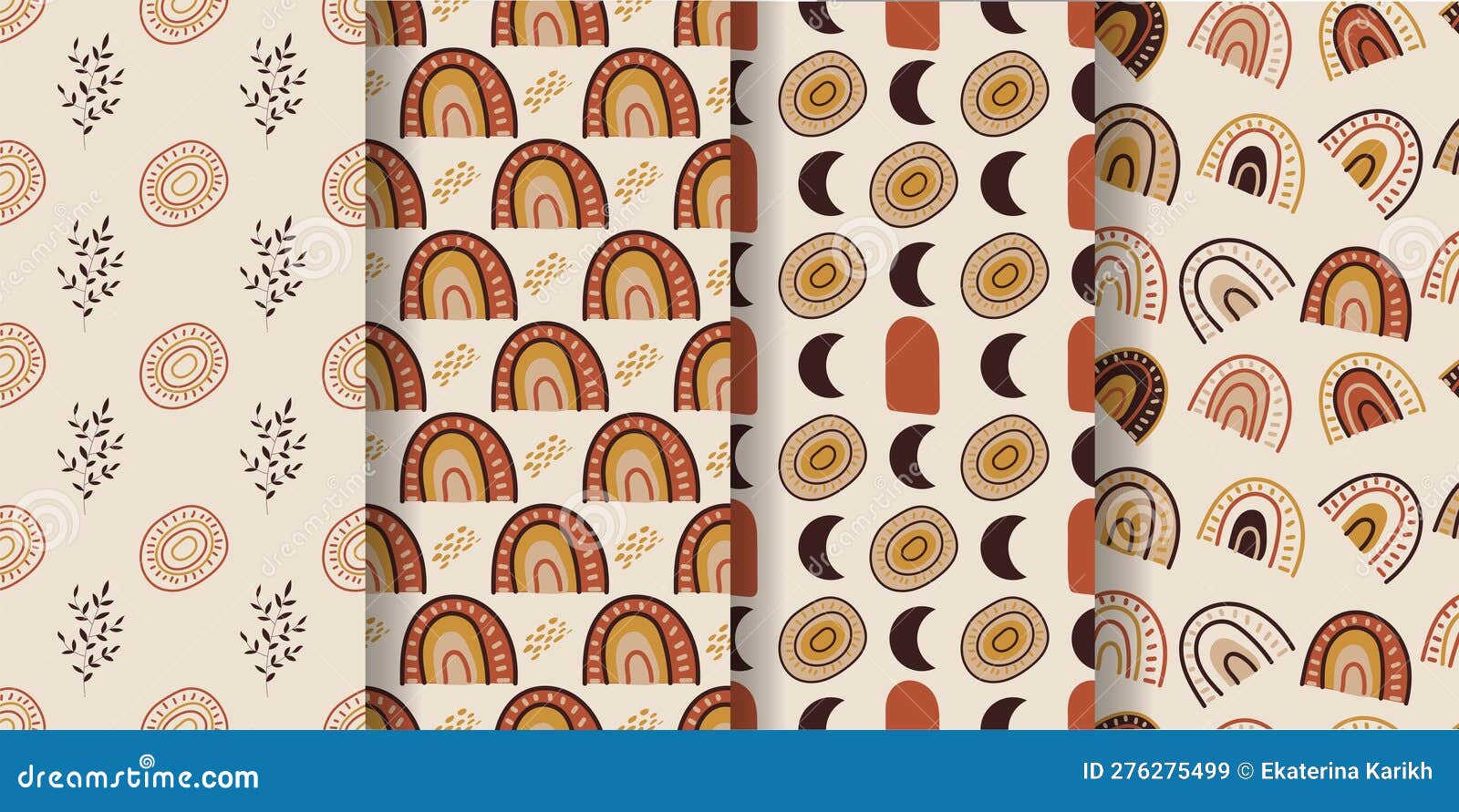 Aesthetic Patterns. Boho Patterns. Set of Seamless Patterns. Stock ...