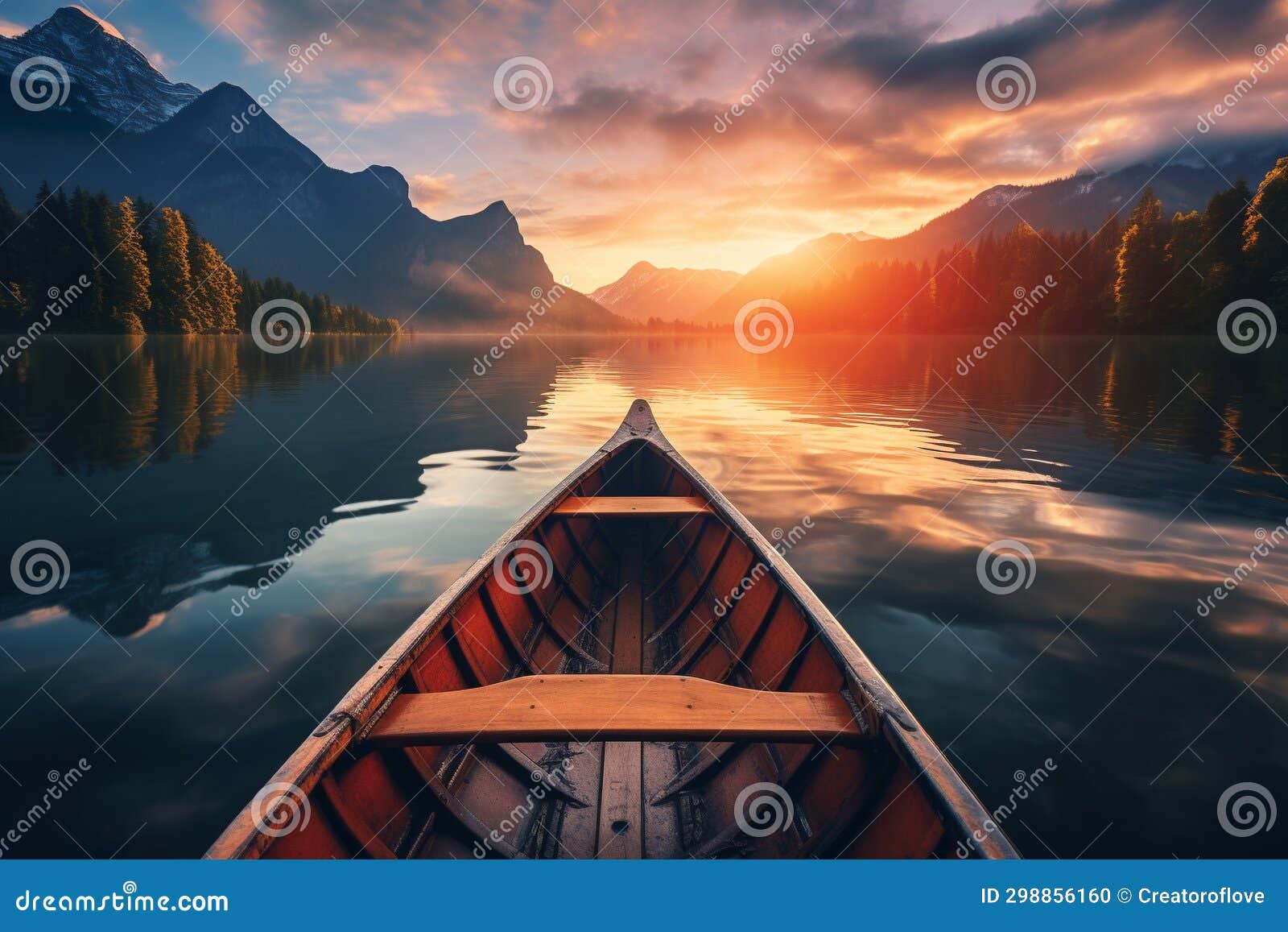 Aesthetic Picture of a Boat Rowing at Sunrise Stock Illustration ...