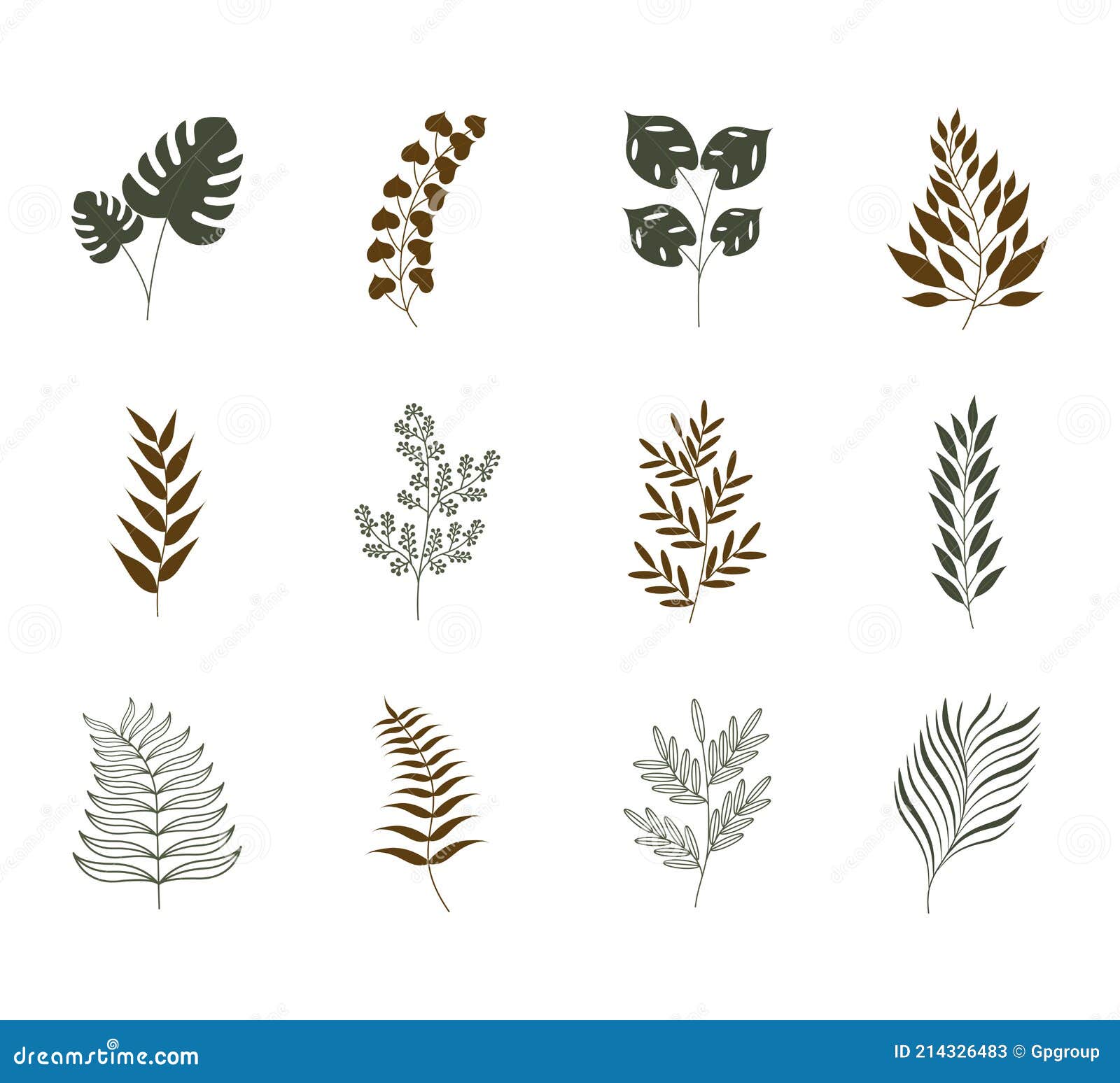 Aesthetic plants bundle stock vector. Illustration of tropical - 214326483