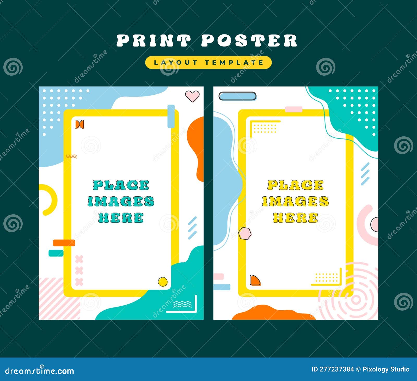 Aesthetic Playful Memphis Print Poster Layout Template Stock Vector ...