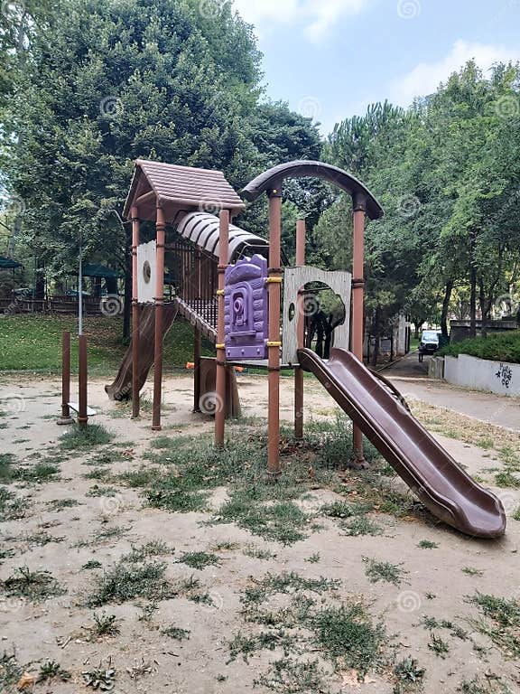 Aesthetic Playground in Greenery Stock Image - Image of playground ...