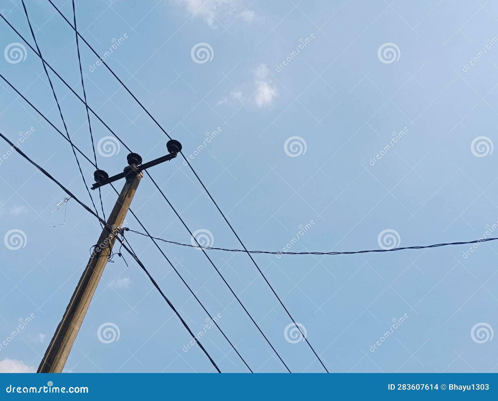 Aesthetic Power Pole Background with a Vivid Blue Sky Stock Photo ...