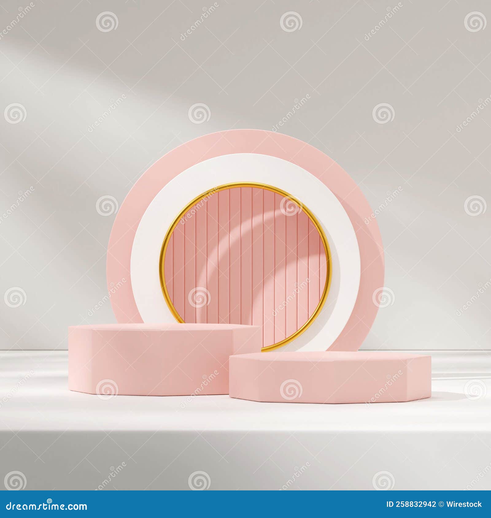 Aesthetic Shot of Pink Geometric Objects on a Marble Surface on Light ...