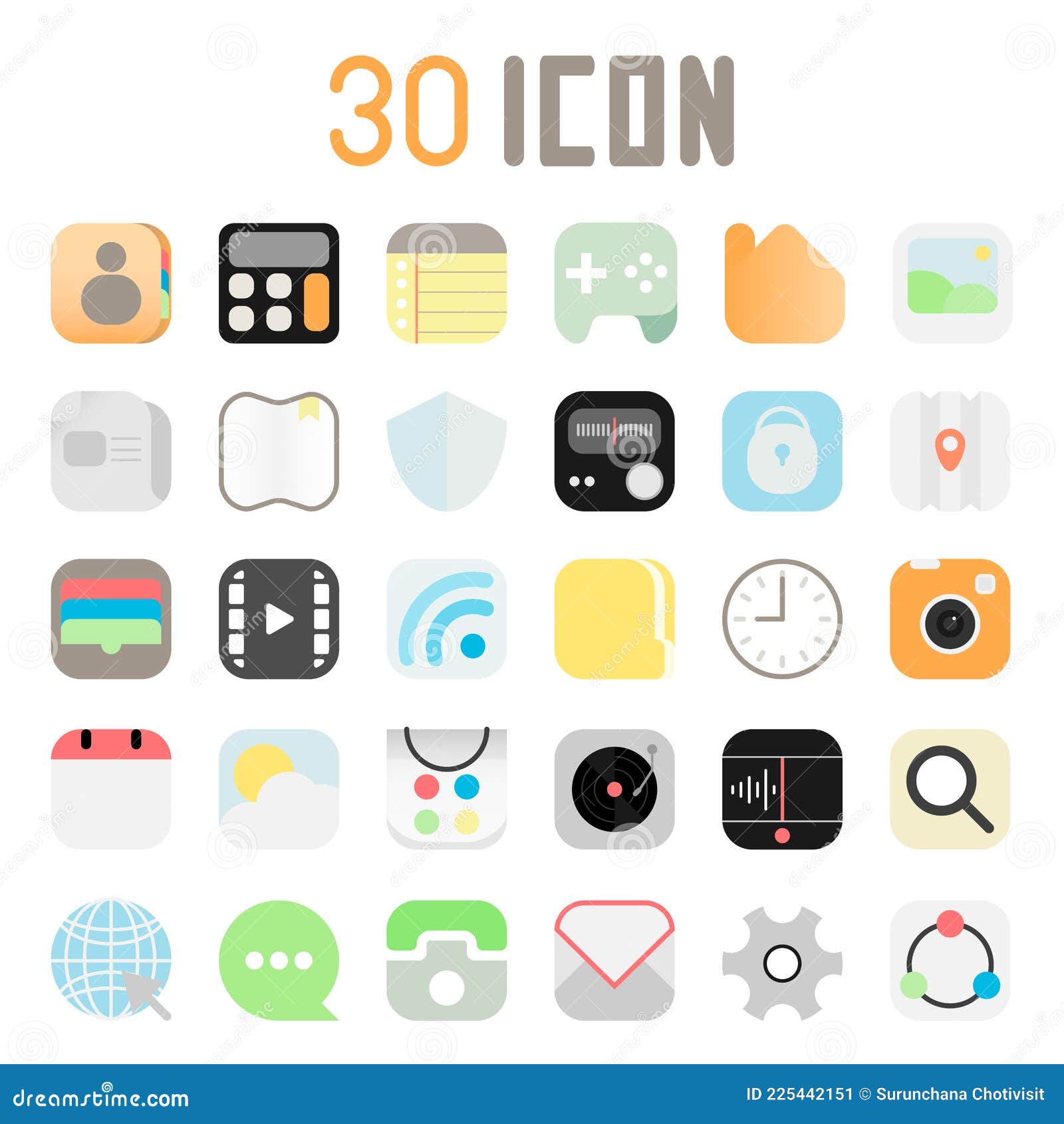Aesthetic Smartphone App Icons Set Stock Vector - Illustration of ...