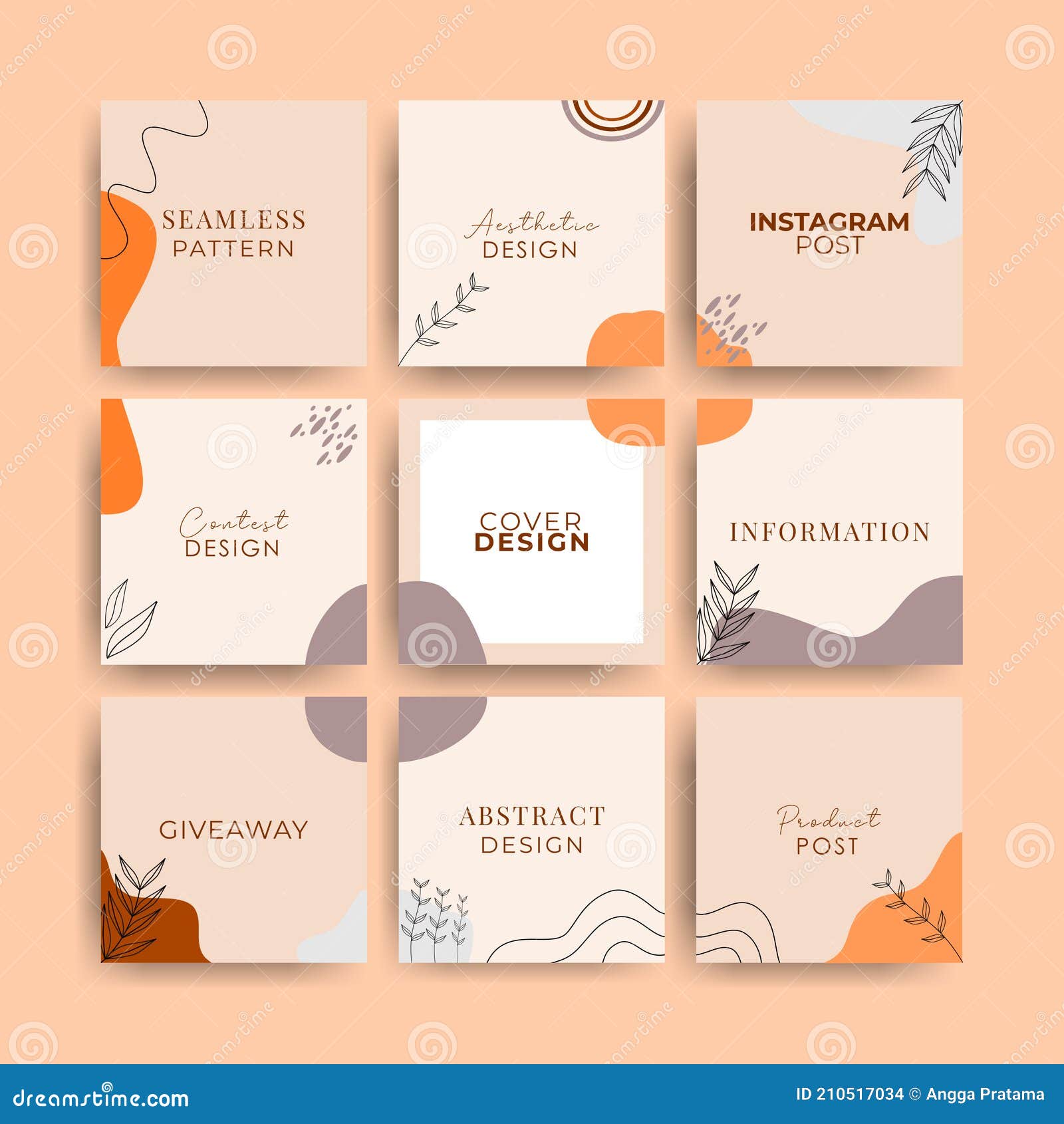 Aesthetic Social Media Post Vector Set Template Stock Vector ...