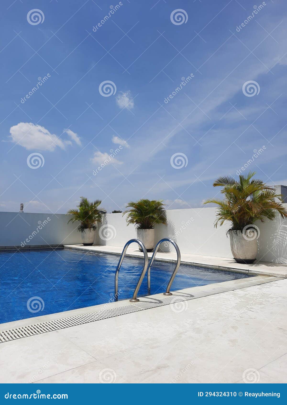Aesthetic Swimming Pool with Blue Clouds Stock Photo - Image of ...