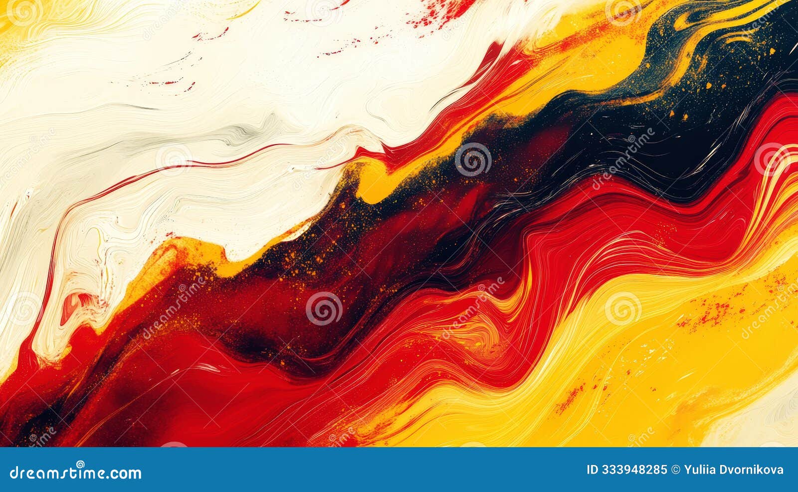 Aesthetic Wavy Dynamic Background. Deep Red, Yellow and White Colors ...