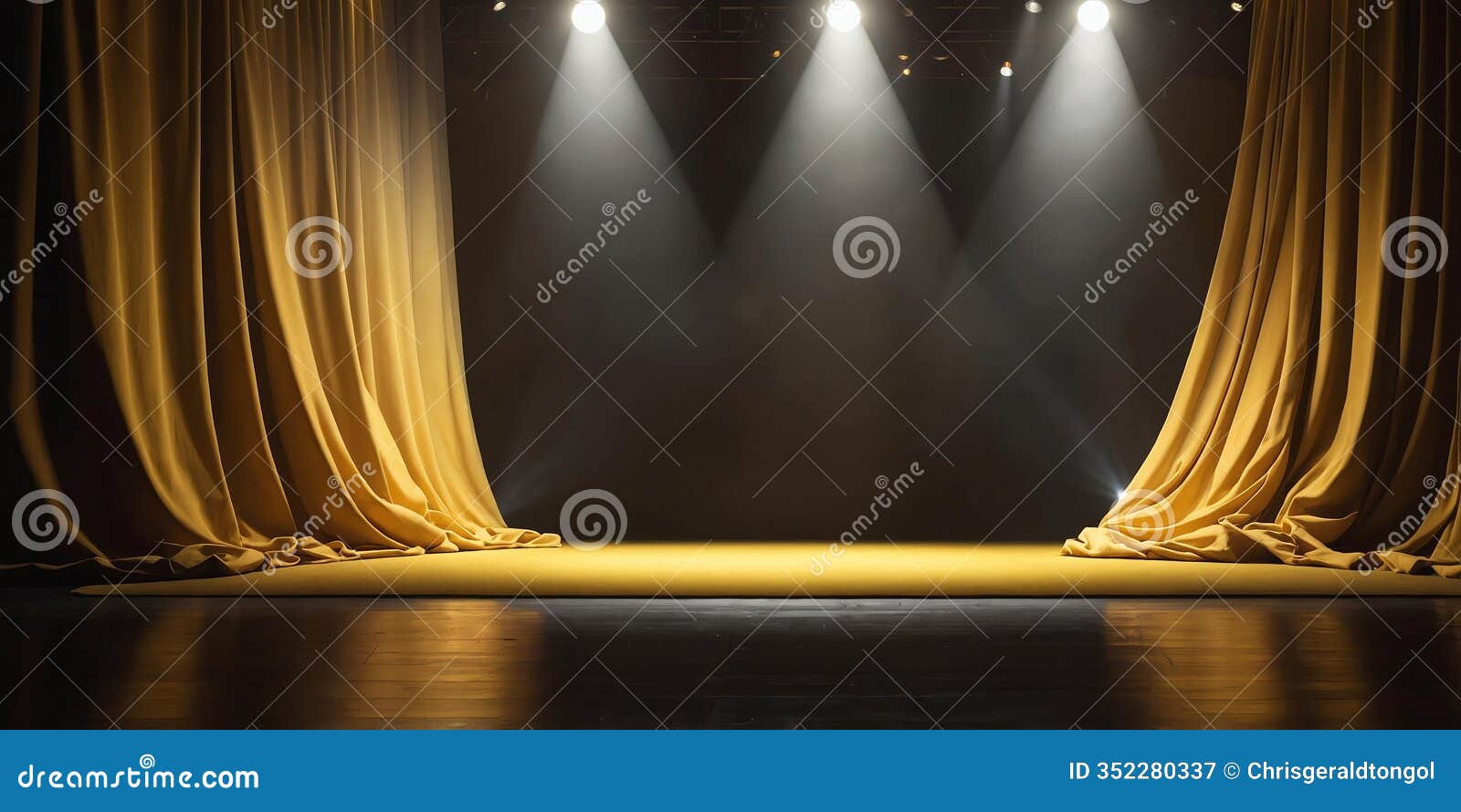 Aesthetic Yellow Draped Stage with Spotlight Backgroun Ai Generated ...