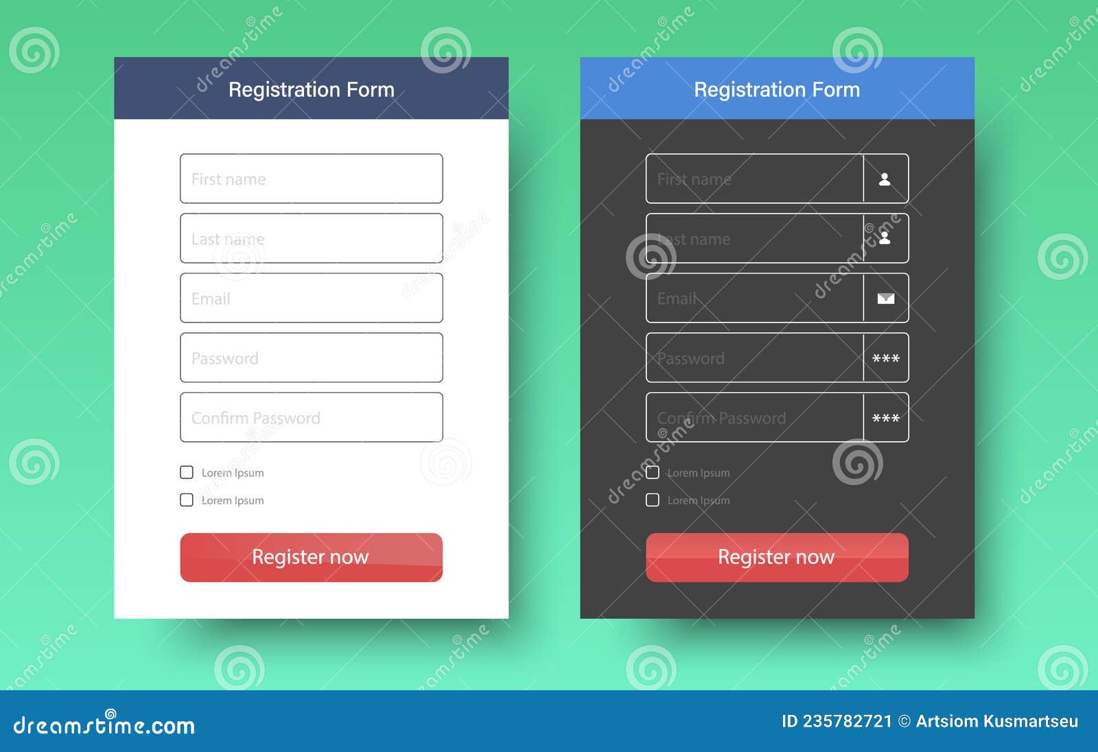 Aet of Registration Form on the Website Stock Vector - Illustration of ...