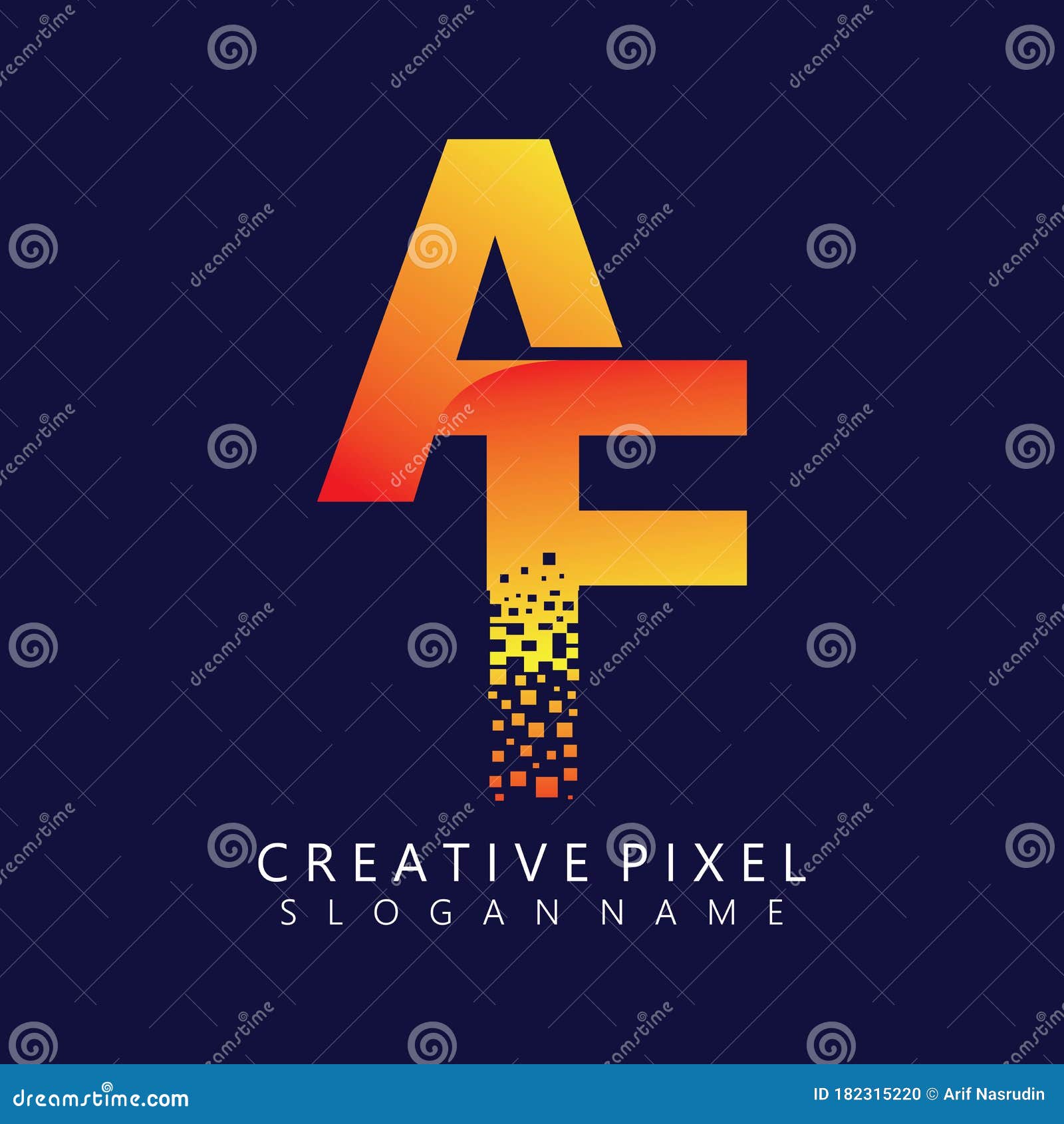 AF Initial Logo Design with Digital Pixels Colors Illustration Vector ...