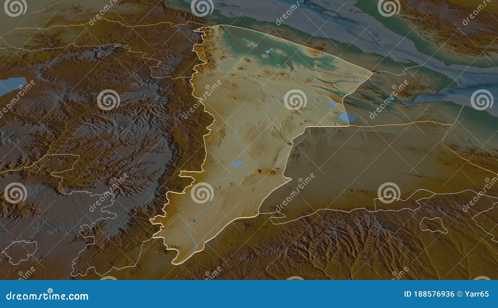 Afar, Ethiopia - Outlined. Relief Stock Illustration - Illustration of ...