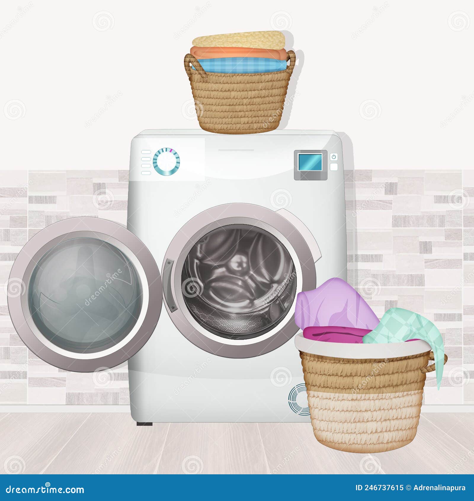 Afbeelding van wasgoed stock illustratie. Illustration of droger ...