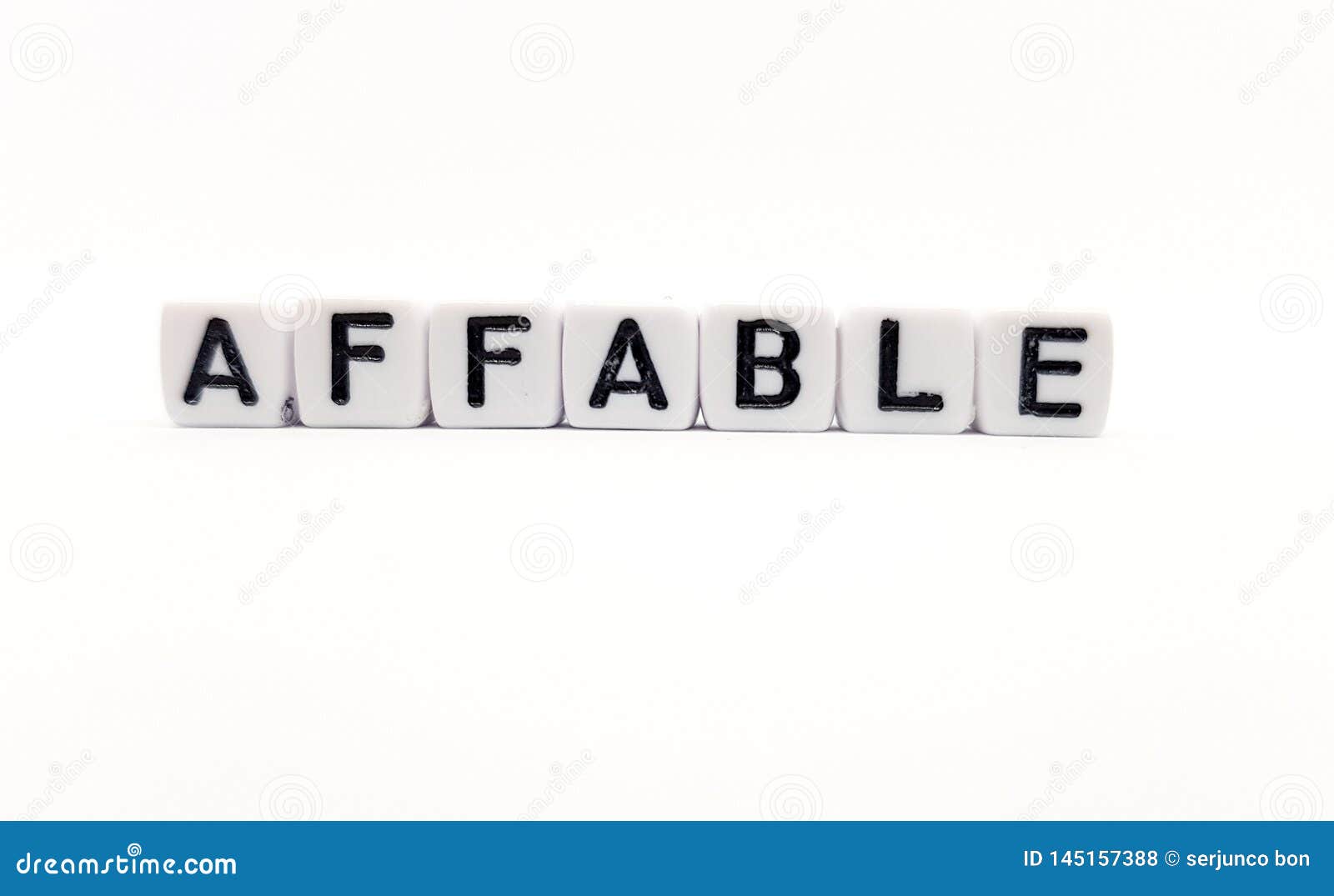 Affable Word Built with White Cubes and Black Letters on White ...