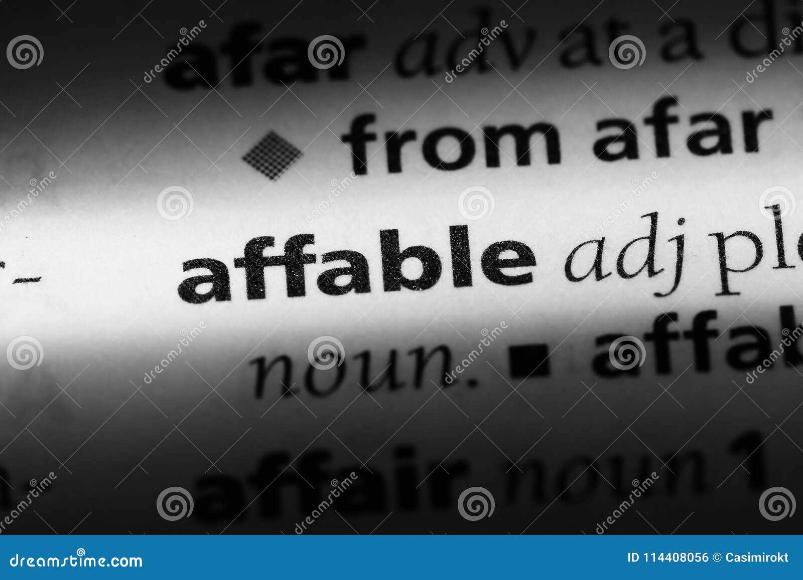 Affable stock photo. Image of paper, isolated, definition - 114408056