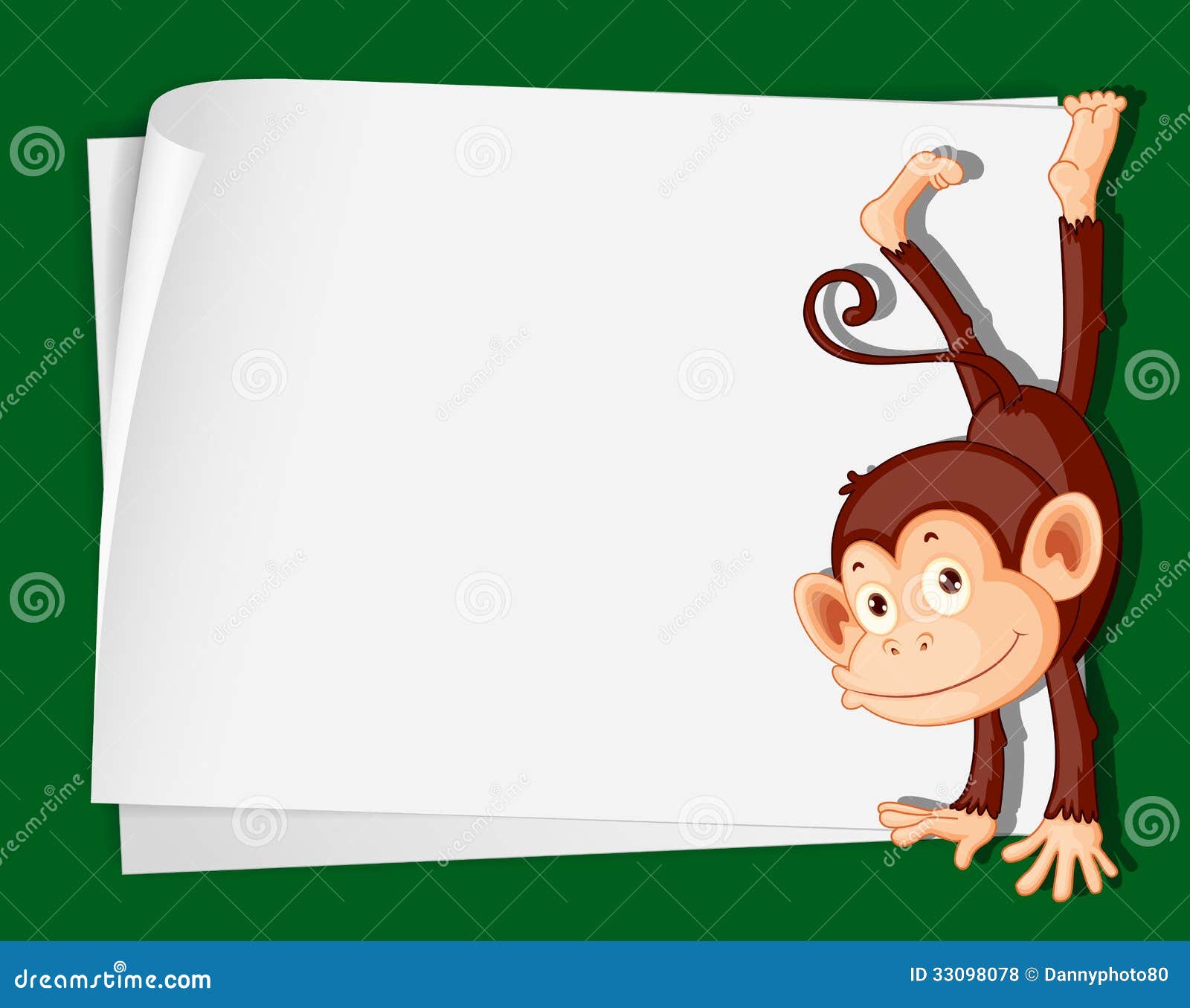 Affe auf Papier vektor abbildung. Illustration von karikatur - 33098078